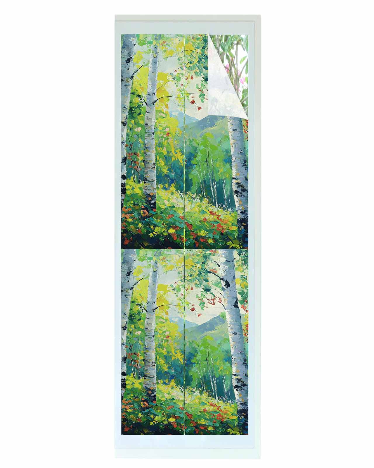 Window Privacy Film Green Oil Painting Stained Glass Window Film ...