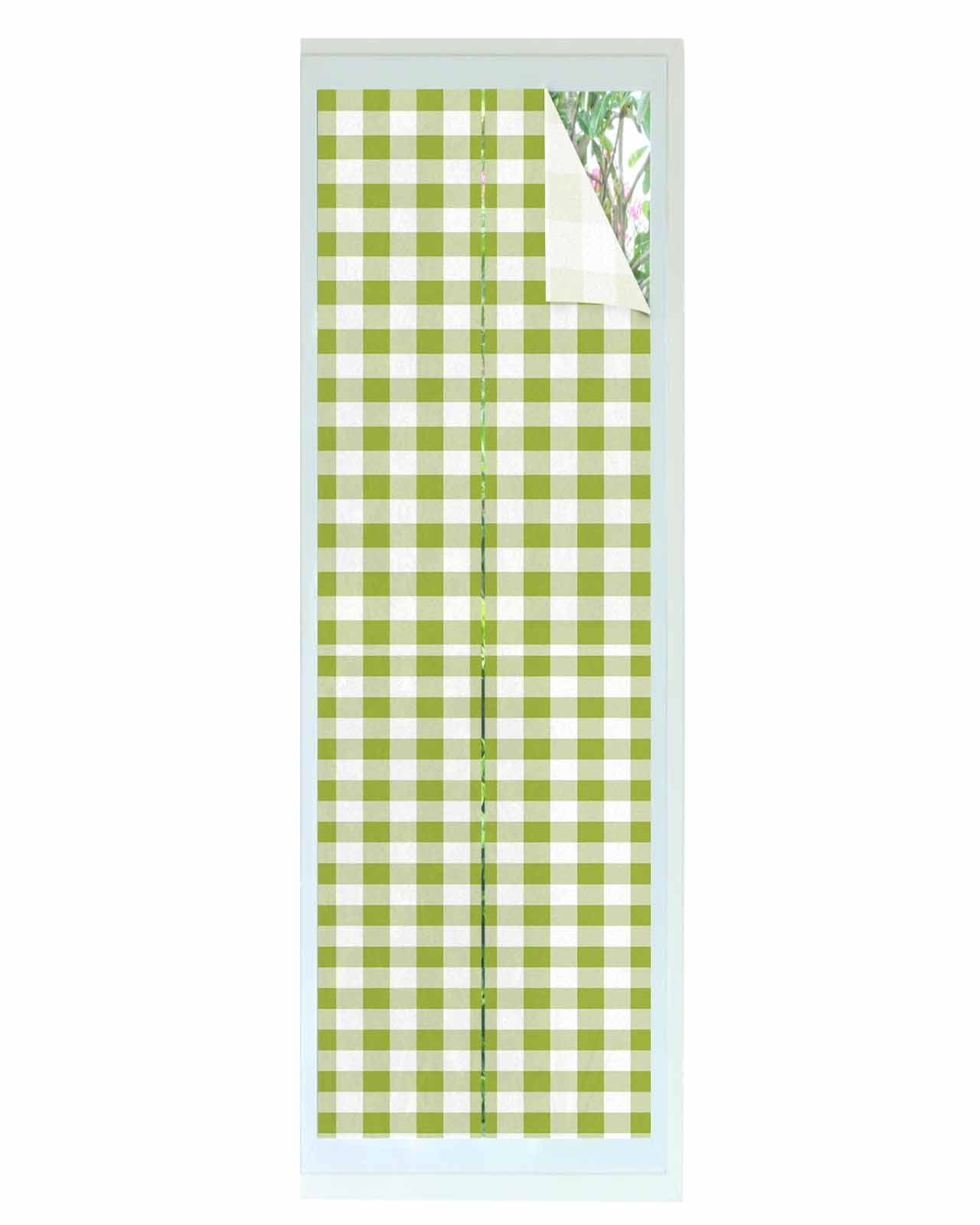 Window Privacy Film Green Plaid Stained Glass Window Film Decorative ...