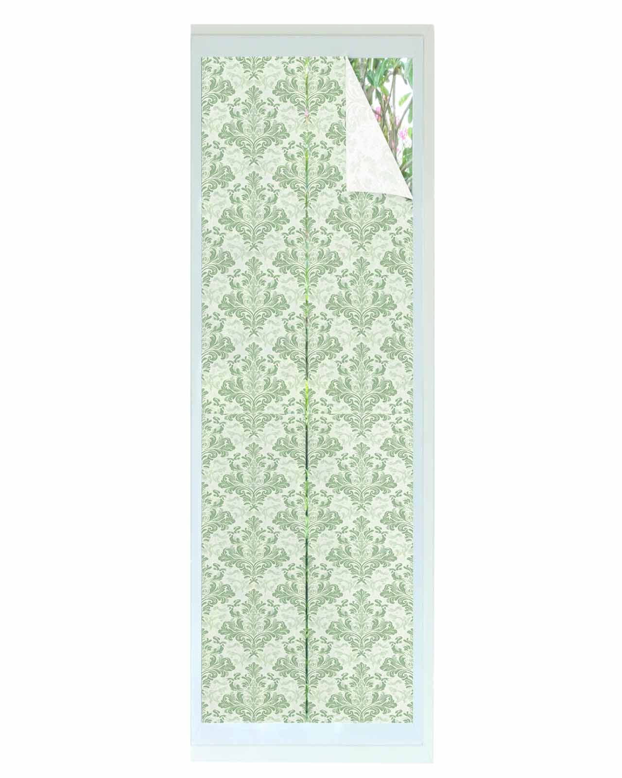 Window Privacy Film Green Scroll Floral Stained Glass Window Film ...