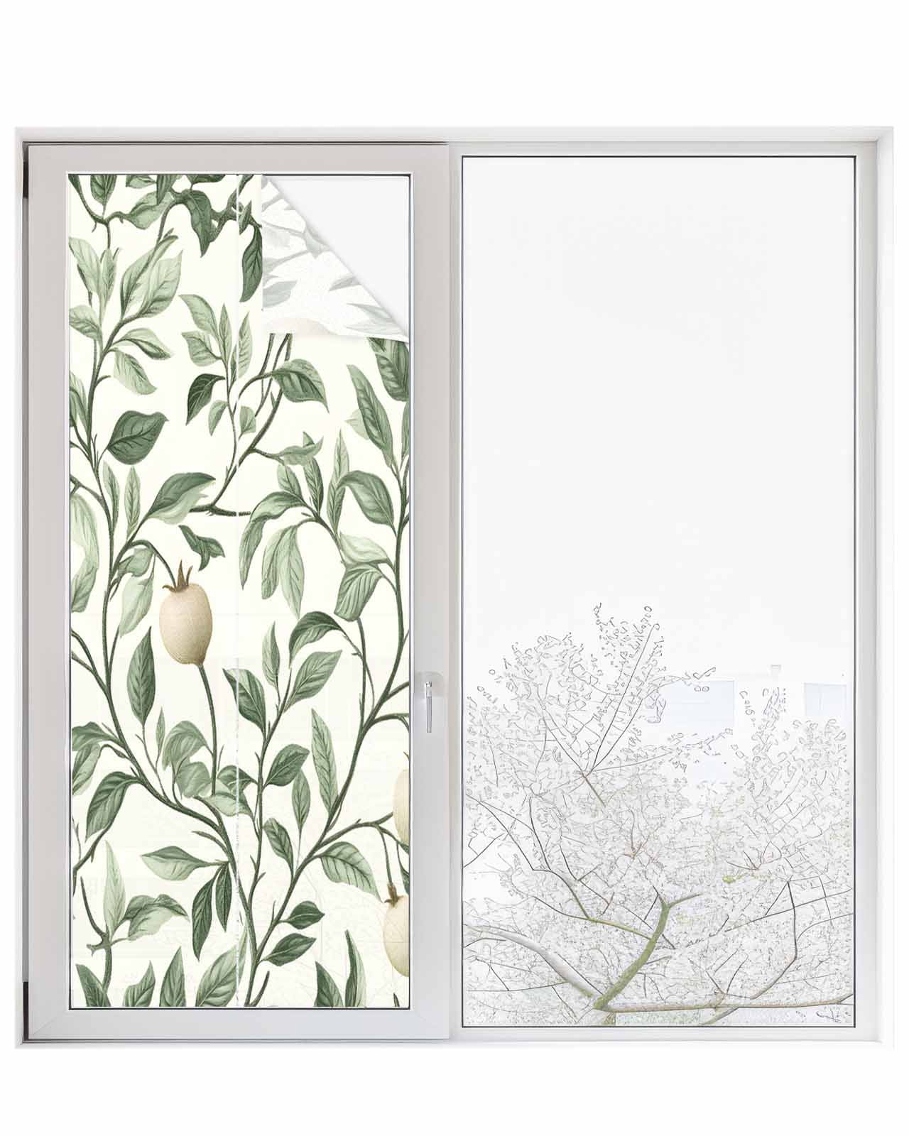 Window Privacy Film Green Spring Botanical Stained Glass Window Film ...