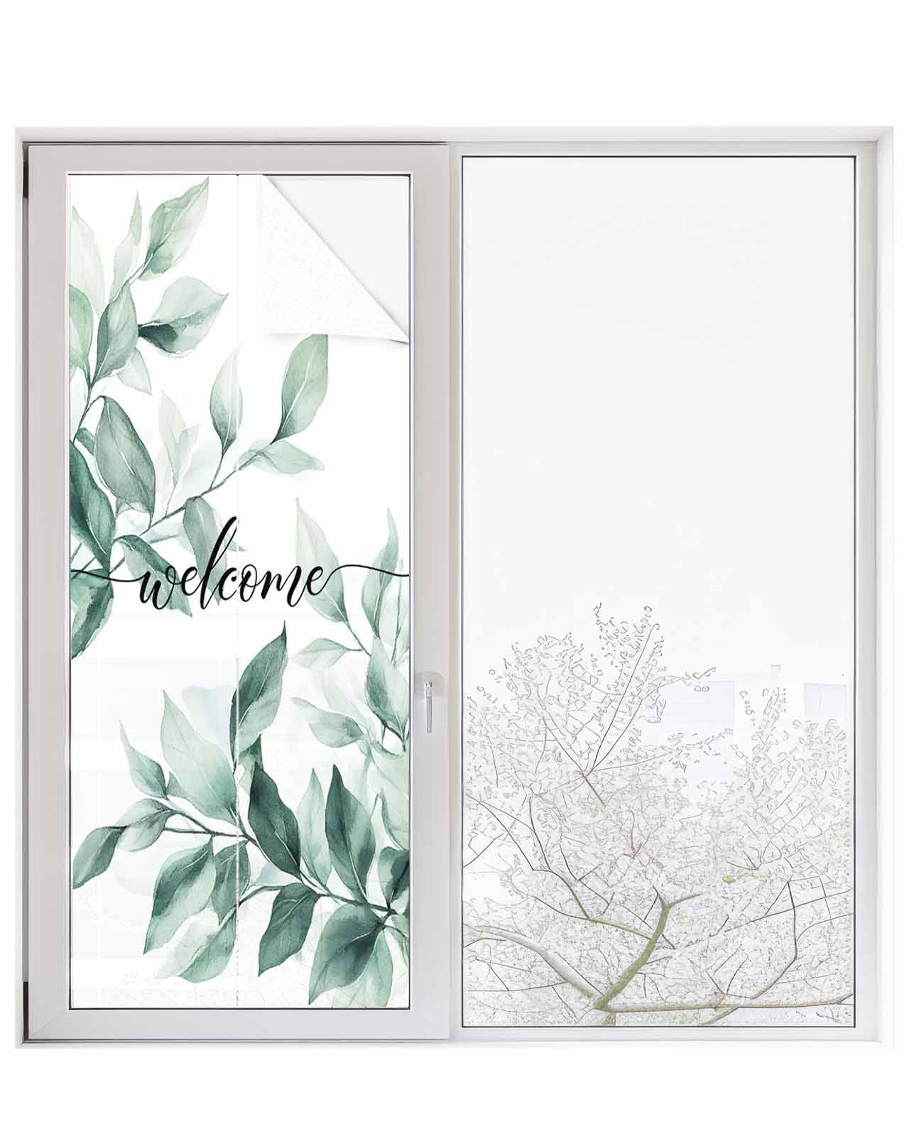 Window Privacy Film Green Spring Leaves Stained Glass Window Film ...