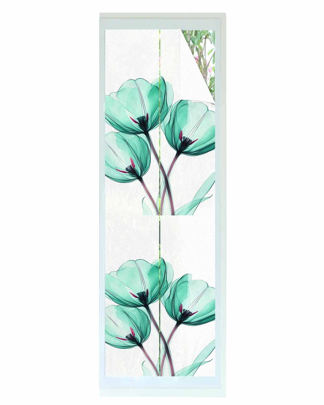 Window Privacy Film Green Tulip Stained Glass Window Film Decorative ...