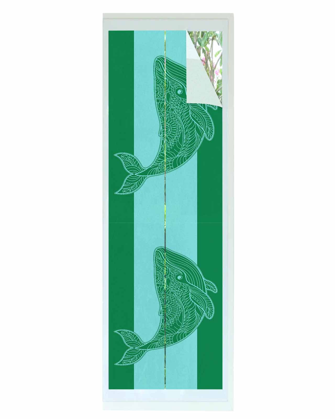 Window Privacy Film Green Whale Stained Glass Window Film Decorative ...
