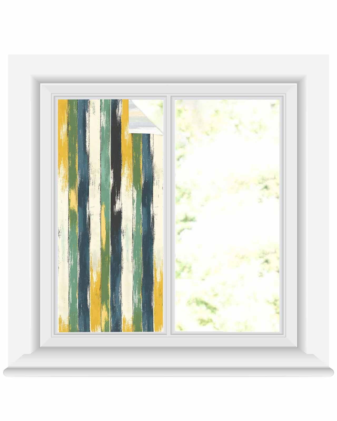 Window Privacy Film Green Yellow Blue Abstract Stained Glass Window ...