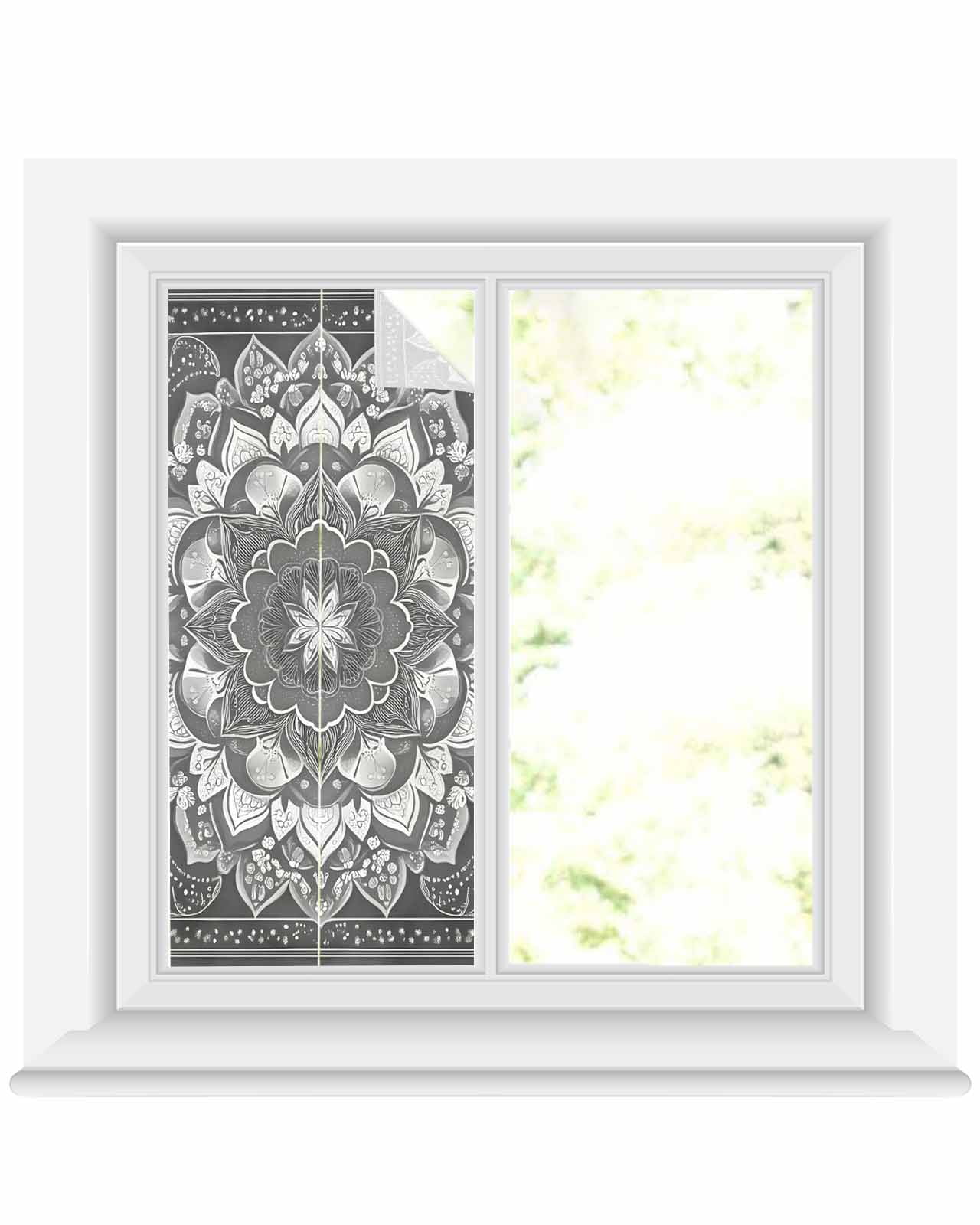 Window Privacy Film Grey Boho Stained Glass Window Film Decorative Sun ...