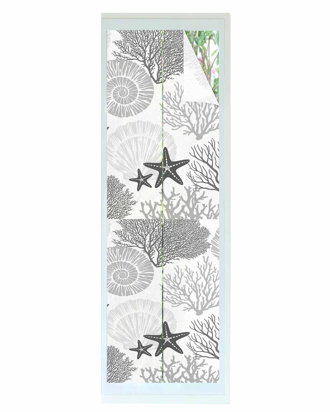 Window Privacy Film Grey Coastal Stained Glass Window Film Decorative ...