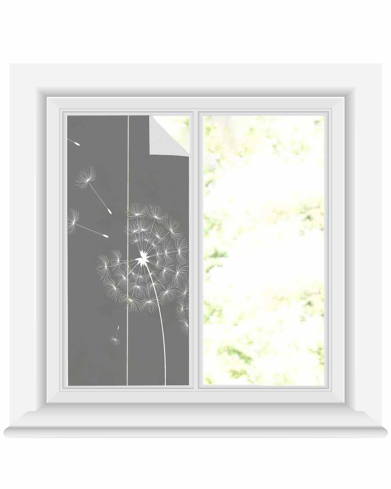 Window Privacy Film Grey Dandelion Stained Glass Window Film Decorative ...