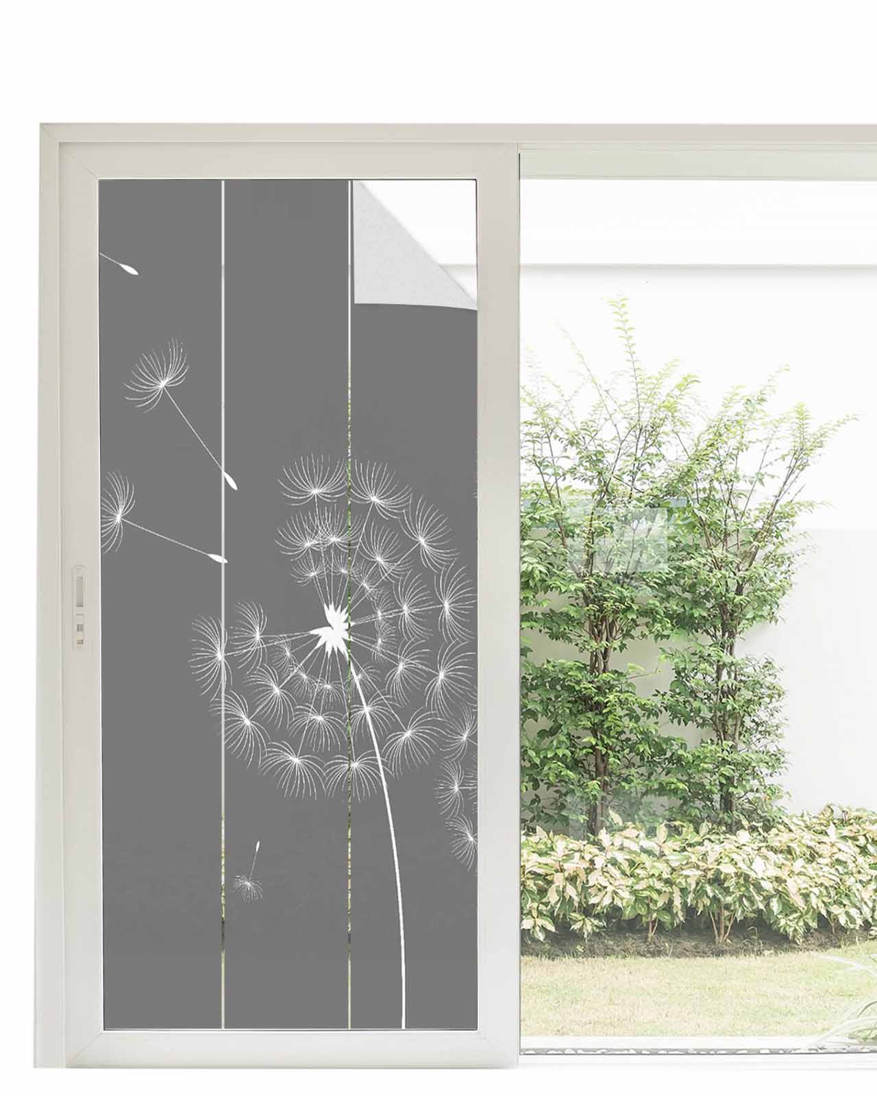 Window Privacy Film Grey Dandelion Stained Glass Window Film Decorative ...