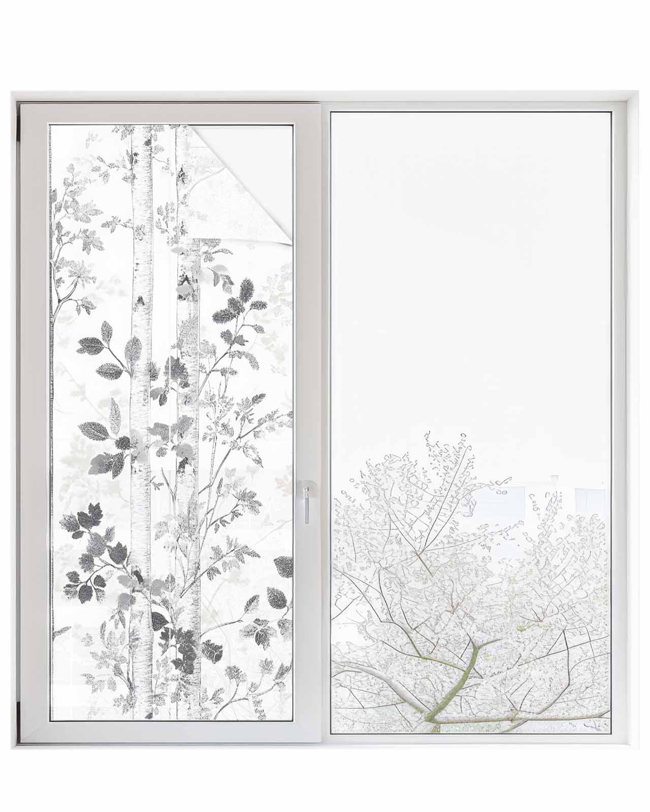 Window Privacy Film Grey Forest Branches Stained Glass Window Film ...