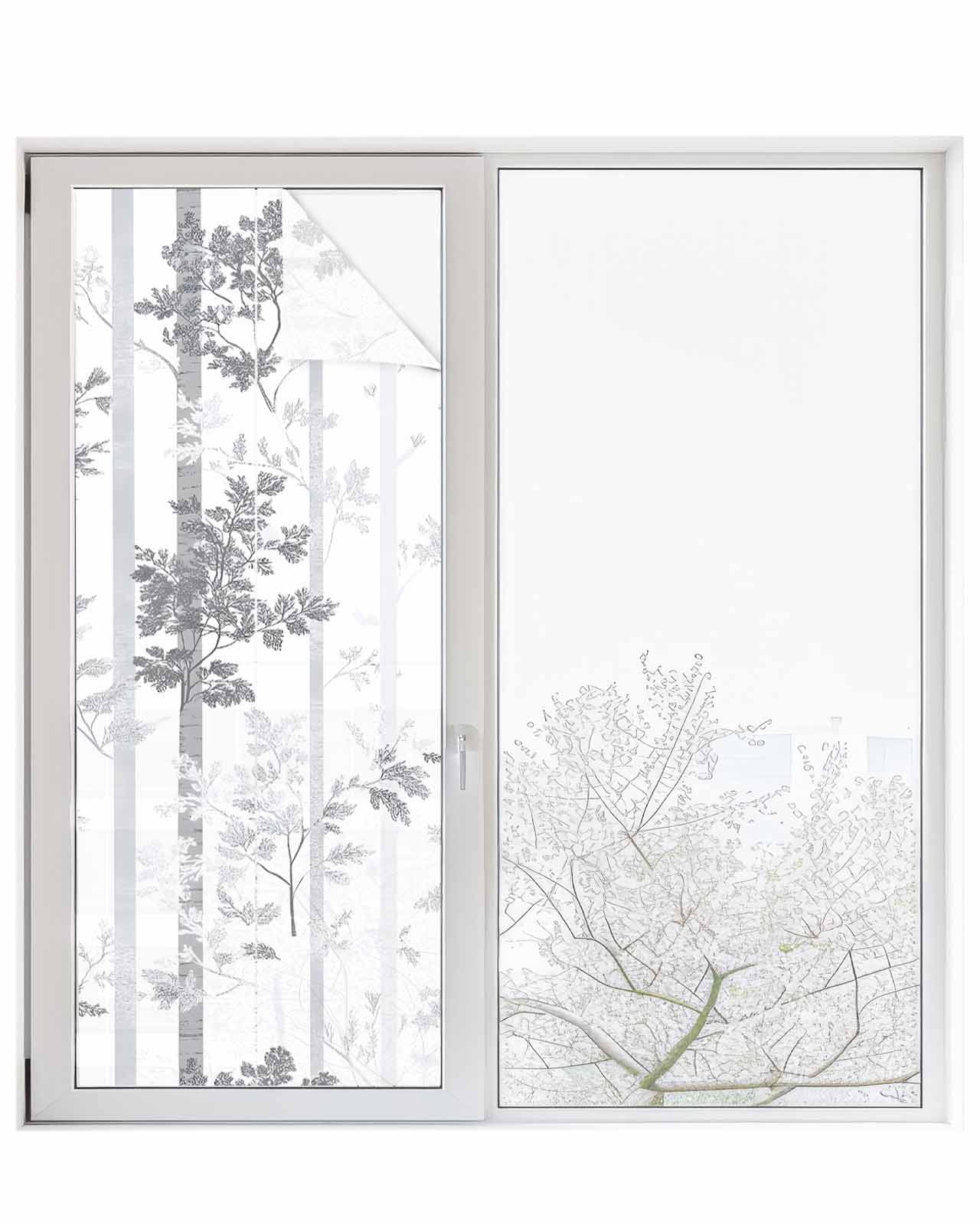 Window Privacy Film Grey Forest Striped Stained Glass Window Film ...