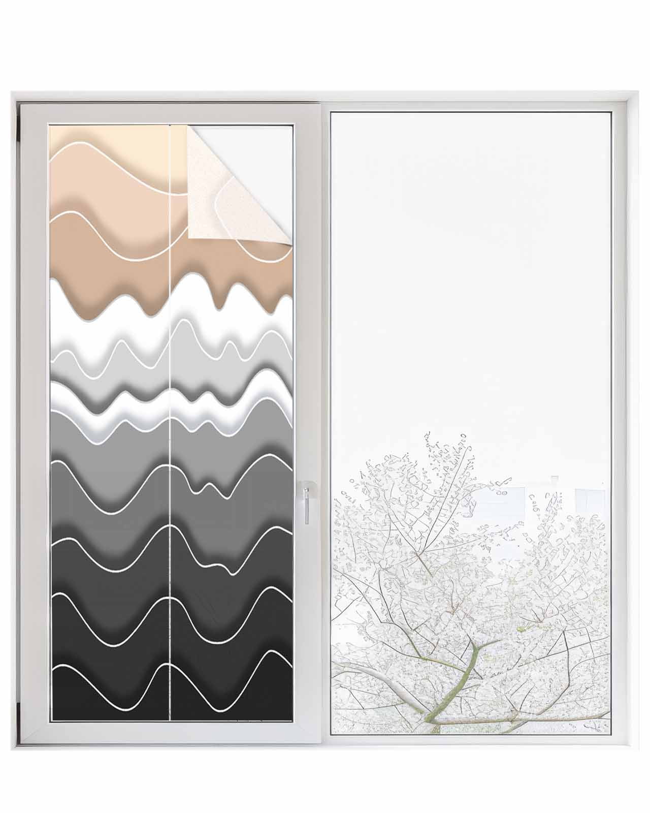 Window Privacy Film Grey Ombre Stripe Stained Glass Window Film ...