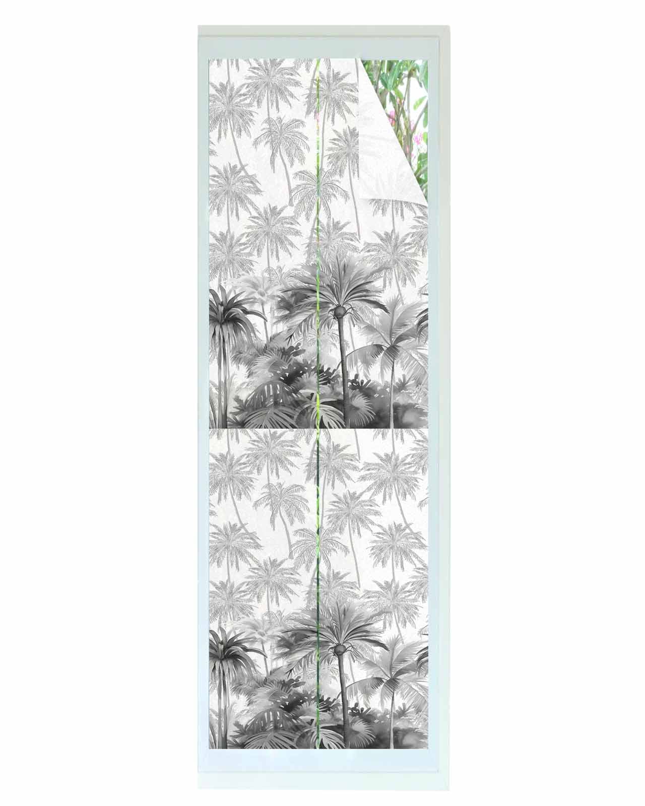 Window Privacy Film,Grey Palm Tree UV Sun Blocking Window Tint Film ...