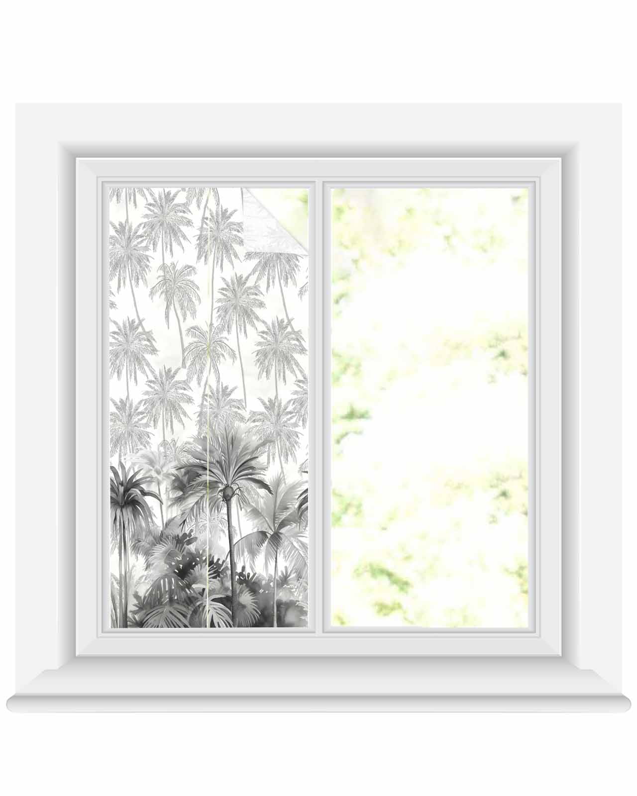 Window Privacy Film, Grey Palm Tree UV Sun Blocking Window Tint Film Heat Control One Way ...