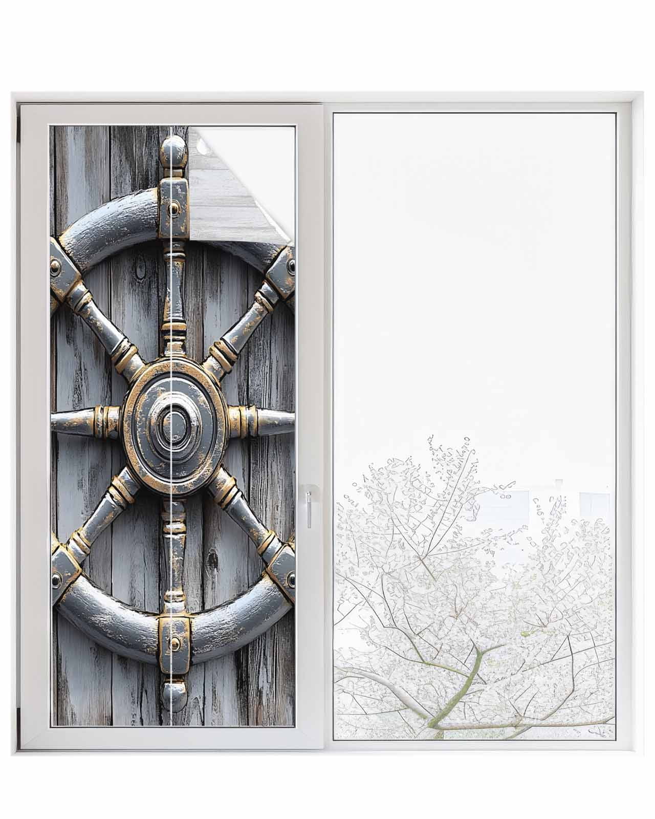 Window Privacy Film Grey Rudder Coastal Stained Glass Window Film ...