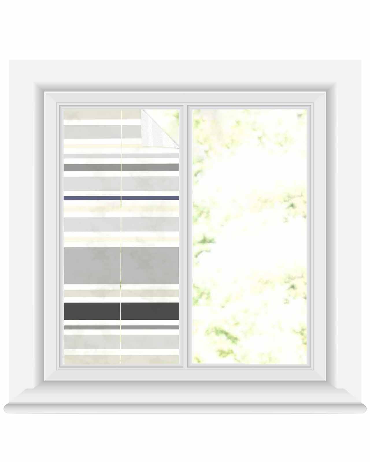 Window Privacy Film Grey Stropes Stained Glass Window Film Decorative ...