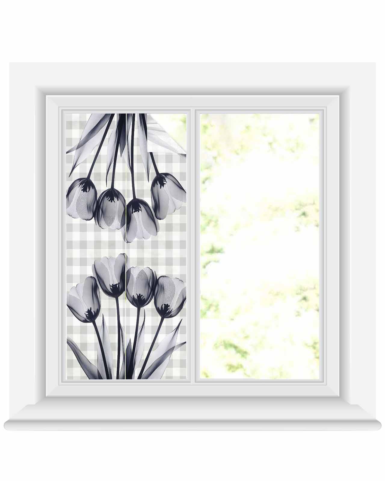 Window Privacy Film Grey Tulip Stained Glass Window Film Decorative Sun ...