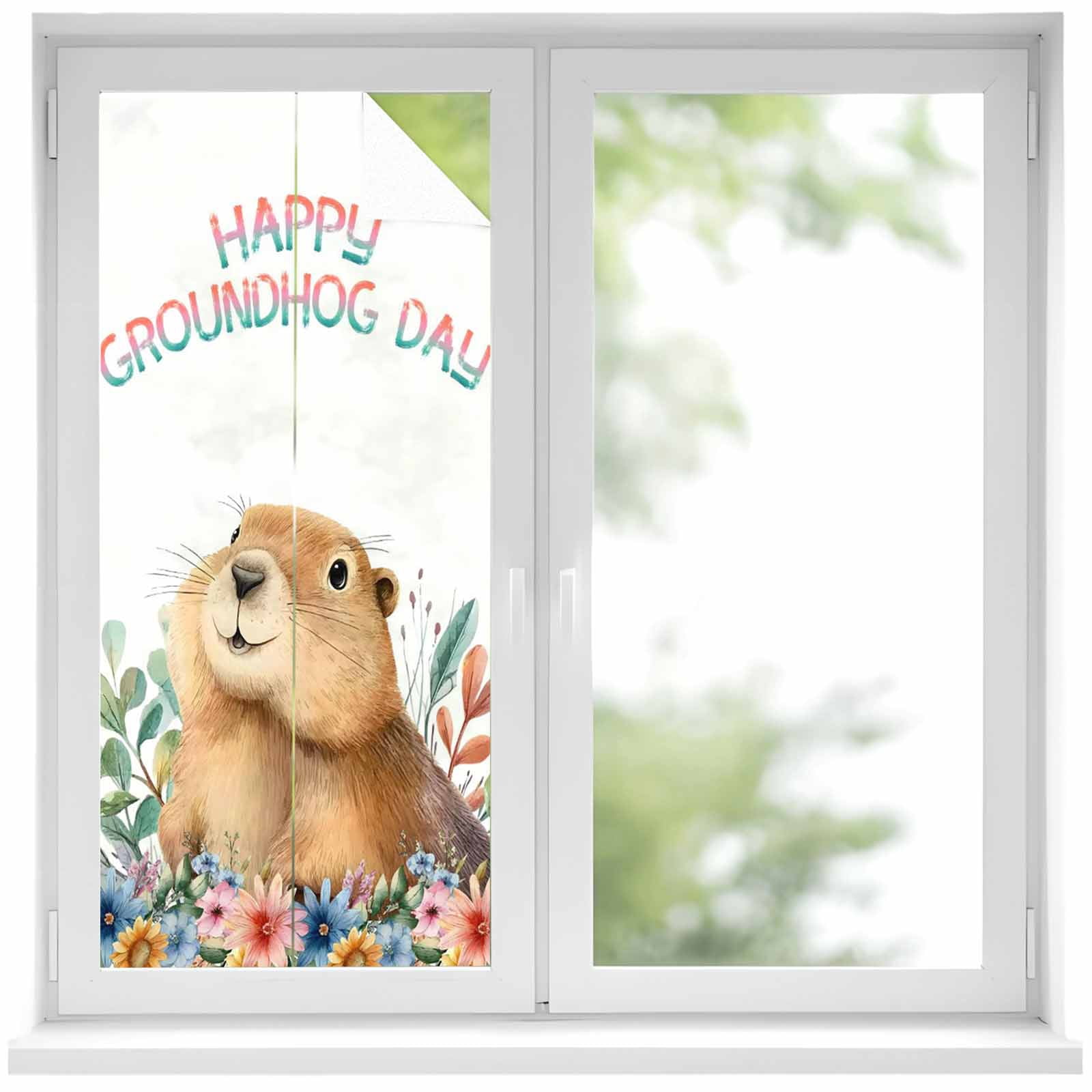 Window Privacy Film Ground Rat Flower Bushes Rustic Leaves Stained ...