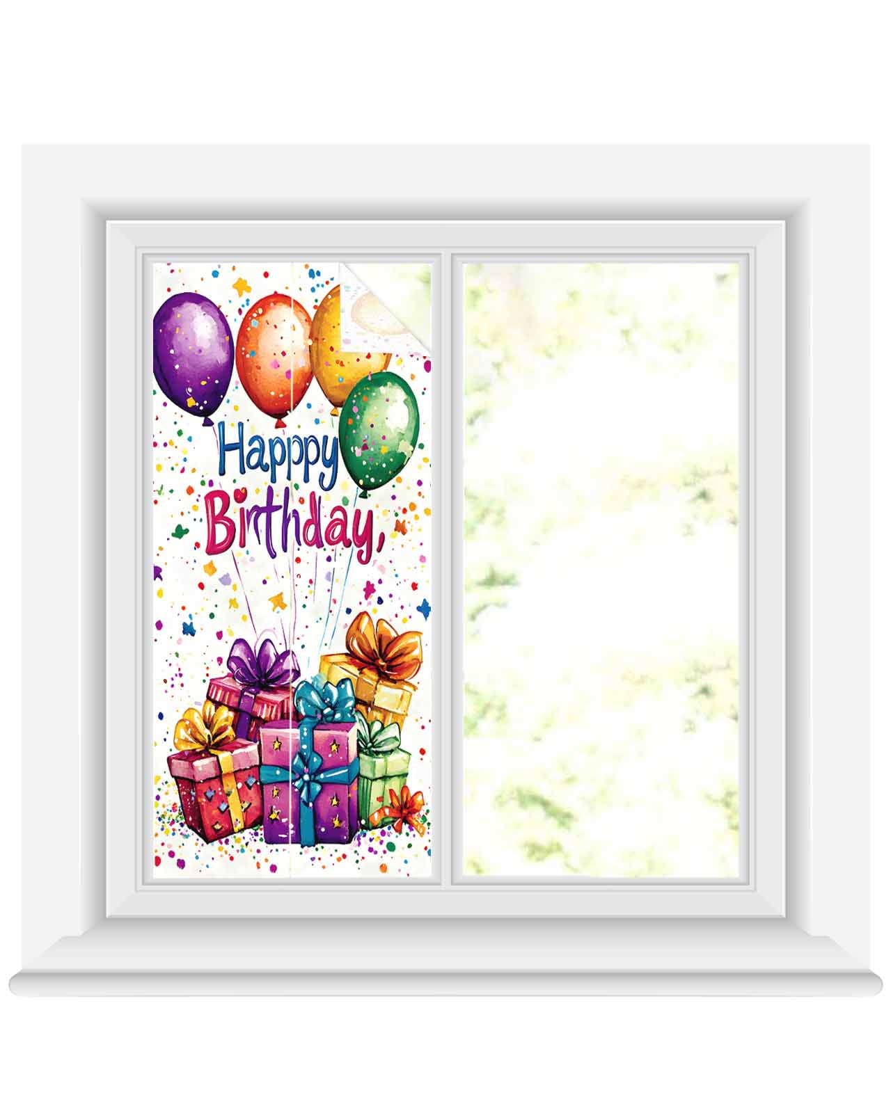 Window Privacy Film Happy Birthday Stained Glass Window Film Decorative ...