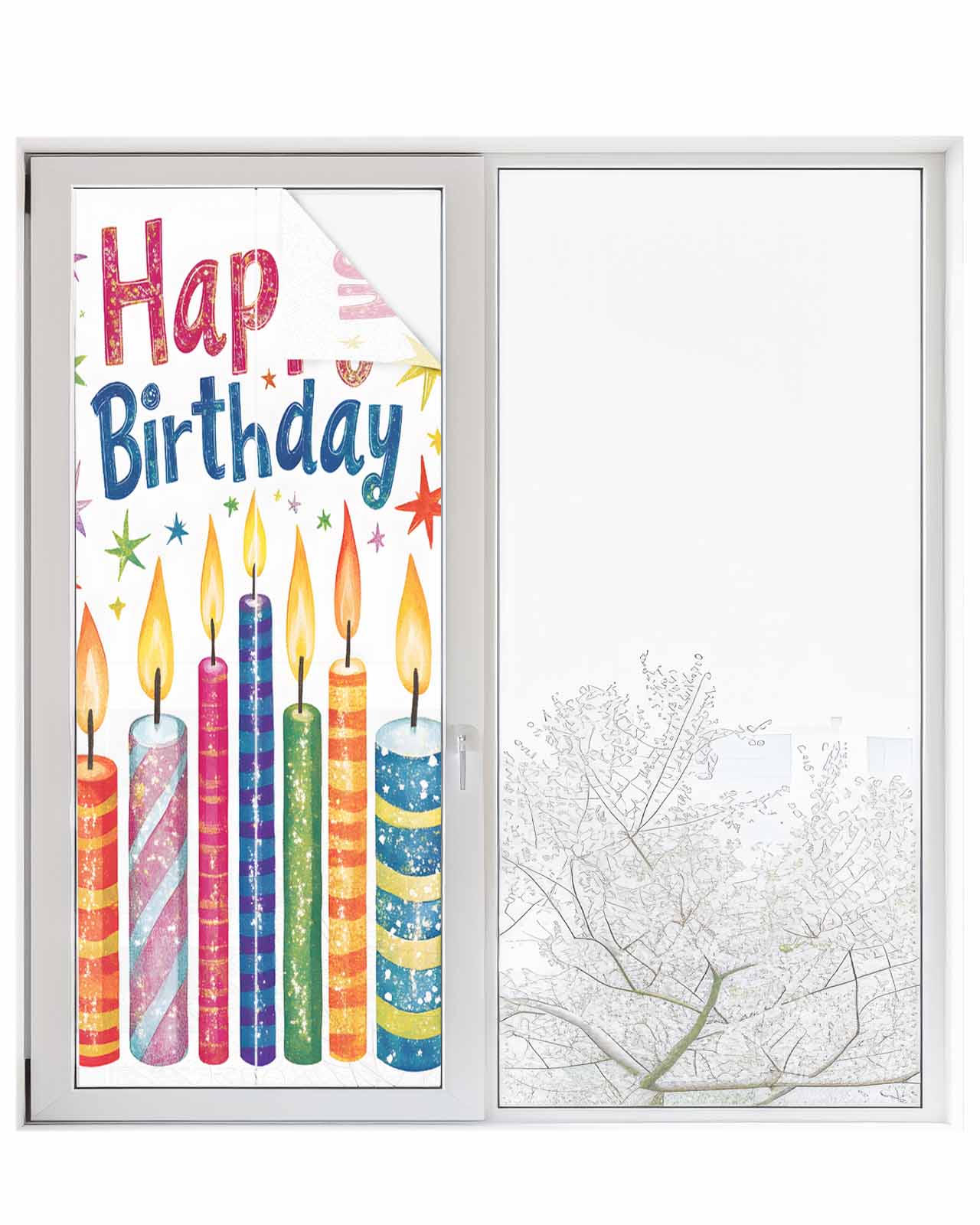 Window Privacy Film Happy Birthday Stained Glass Window Film Decorative ...