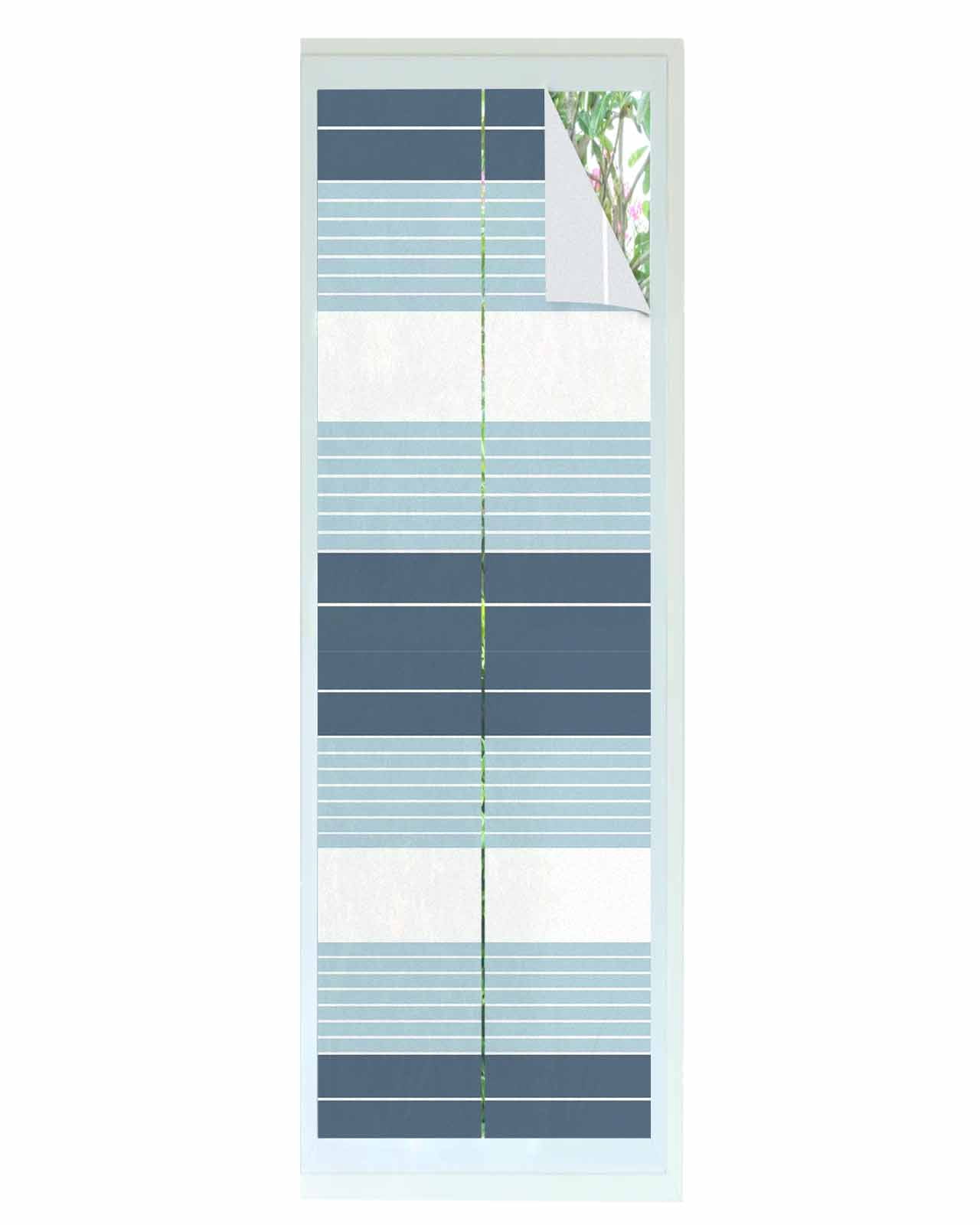 Window Privacy Film Haze Blue Aqua Stripe Stained Glass Window Film ...