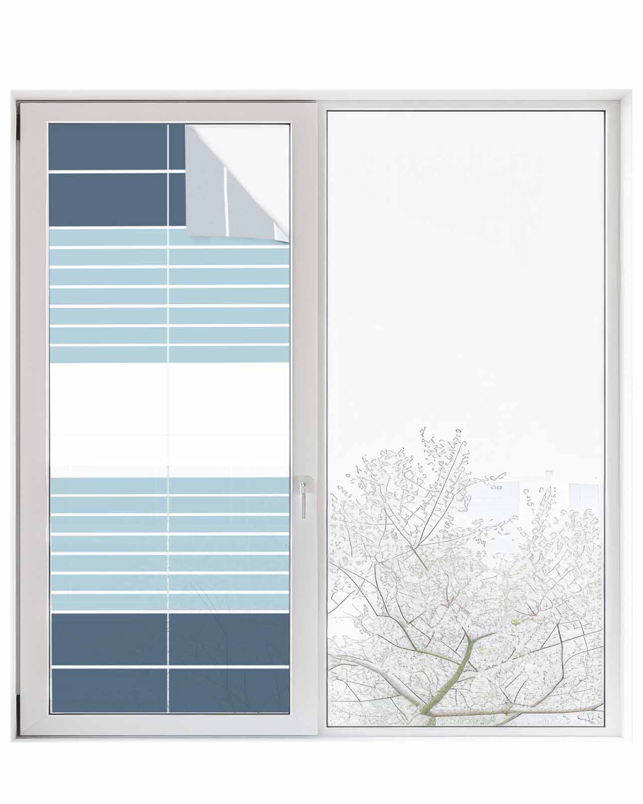 Window Privacy Film Haze Blue Aqua Stripe Stained Glass Window Film ...