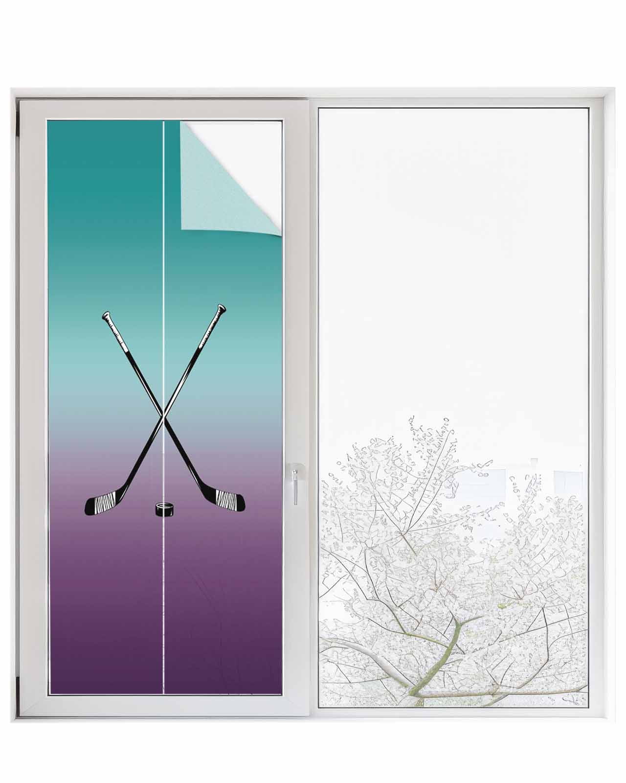 Window Privacy Film Hockey Sports Stained Glass Window Film Decorative ...