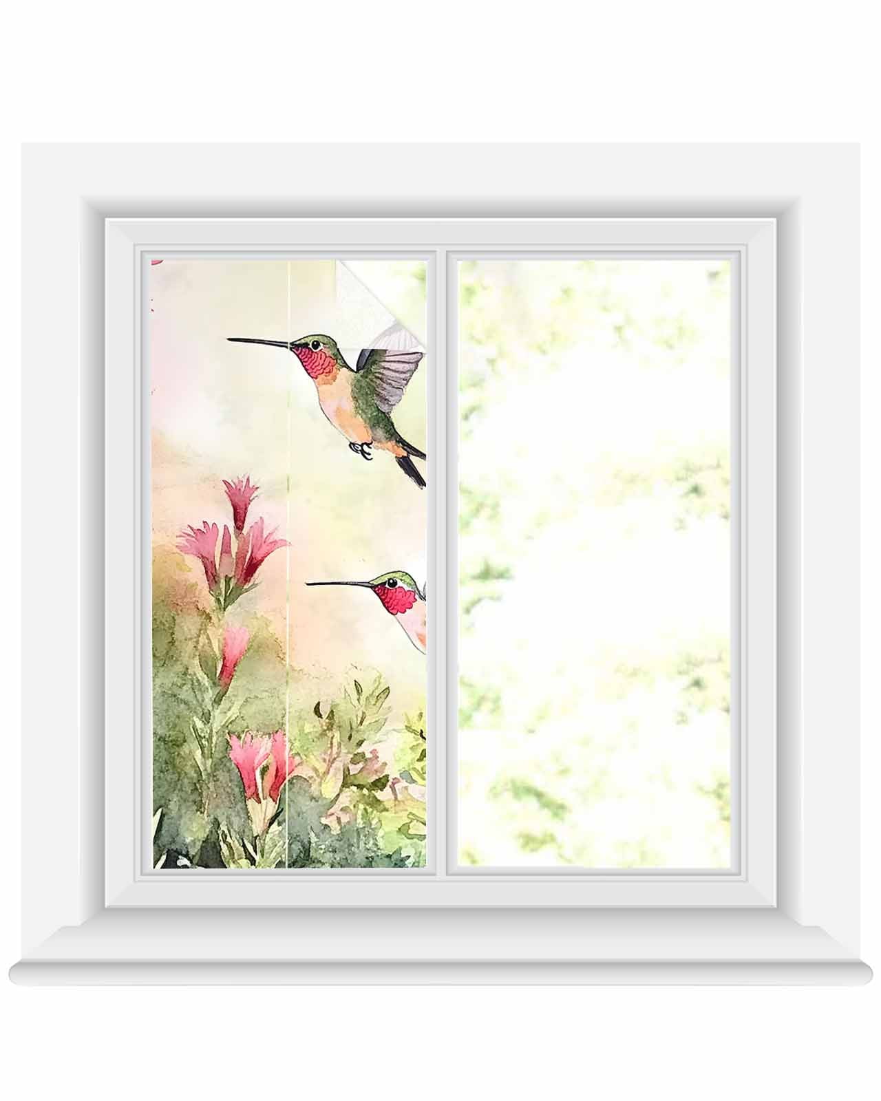 Window Privacy Film Hummingbird Red Floral Stained Glass Window Film ...