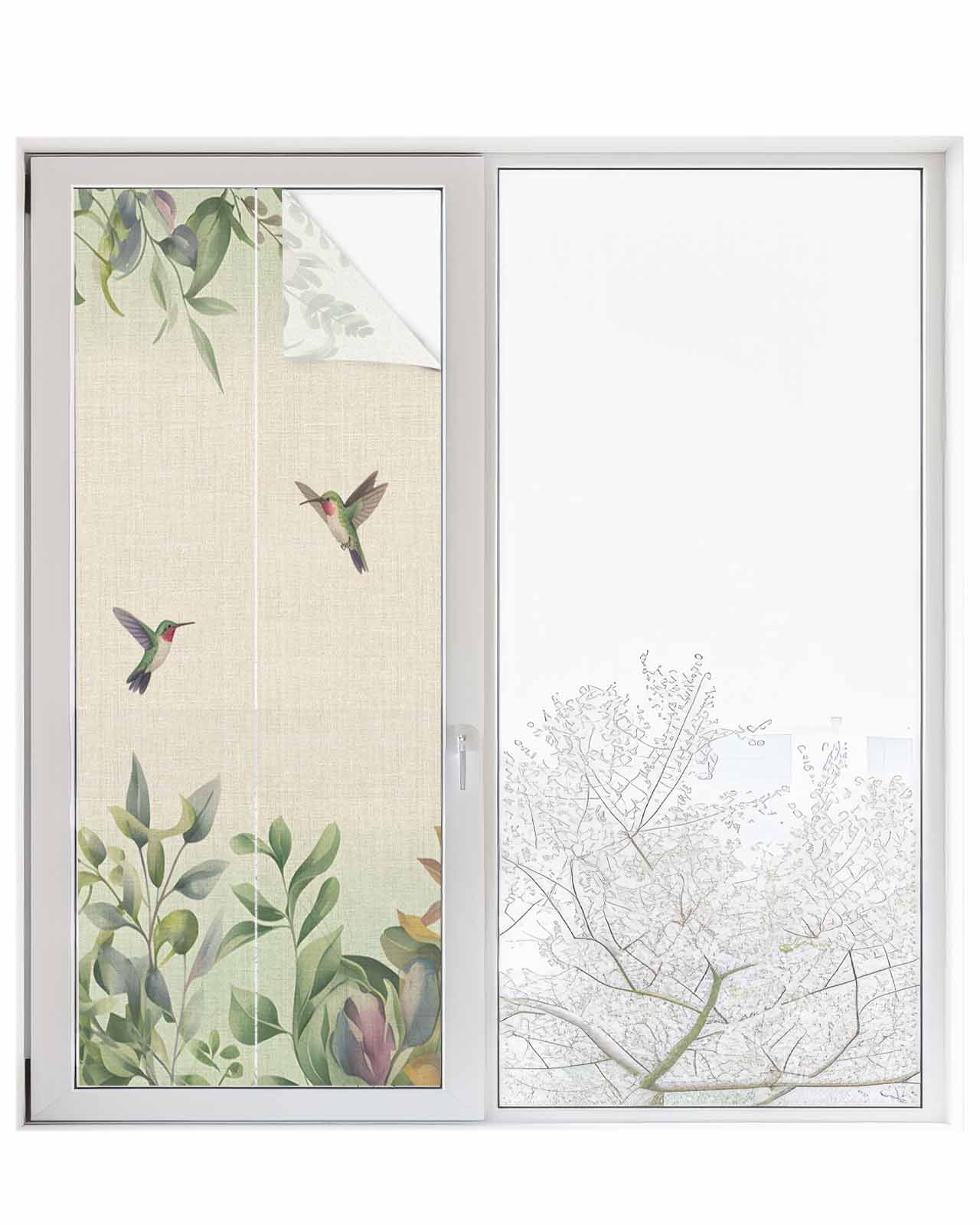 Window Privacy Film Hummingbird Stained Glass Window Film Decorative ...