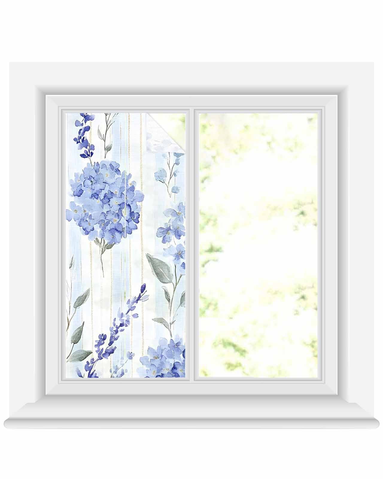 Window Privacy Film Hydrangea Leaves Stained Glass Window Film ...