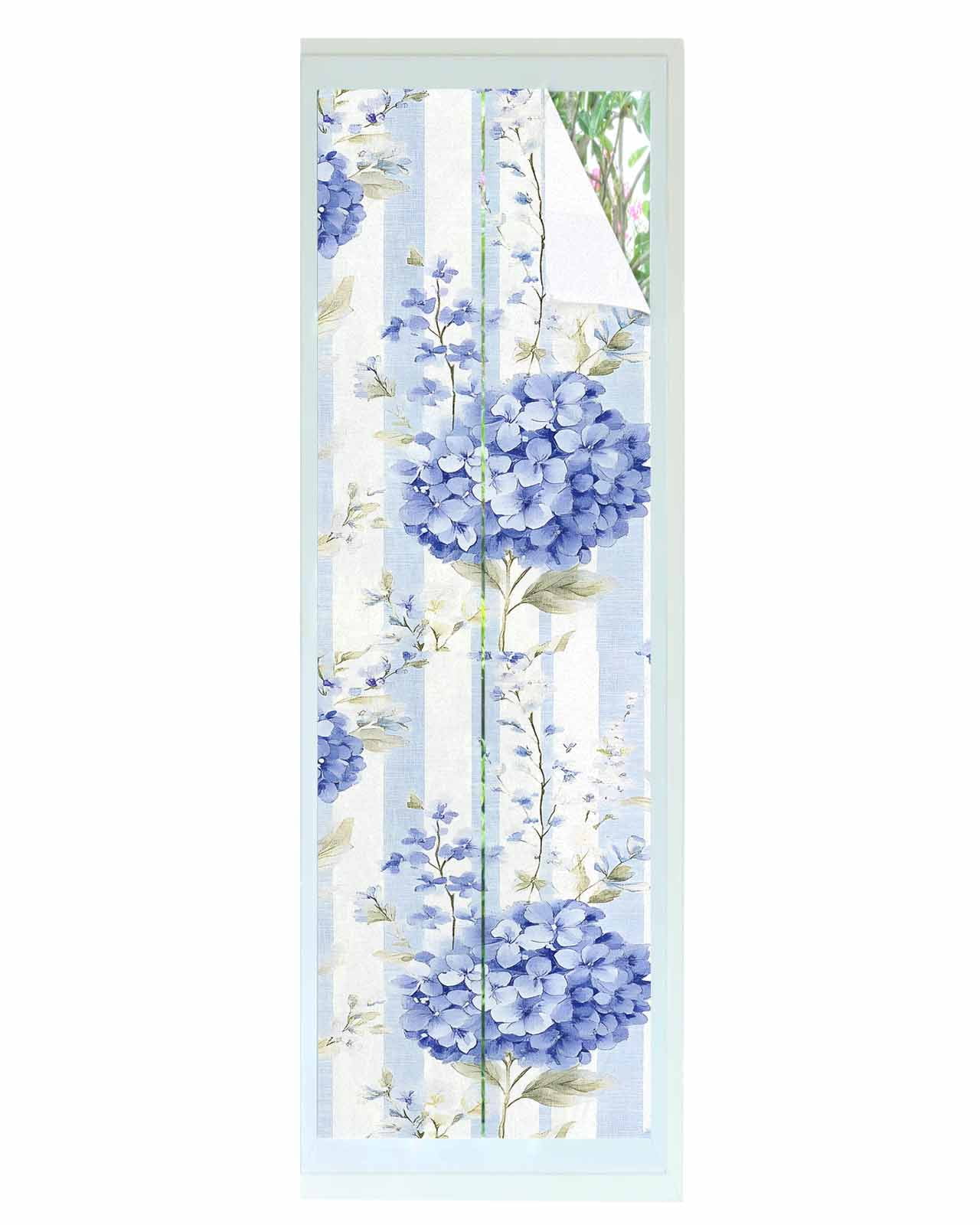 Window Privacy Film Hydrangea Striped Stained Glass Window Film ...