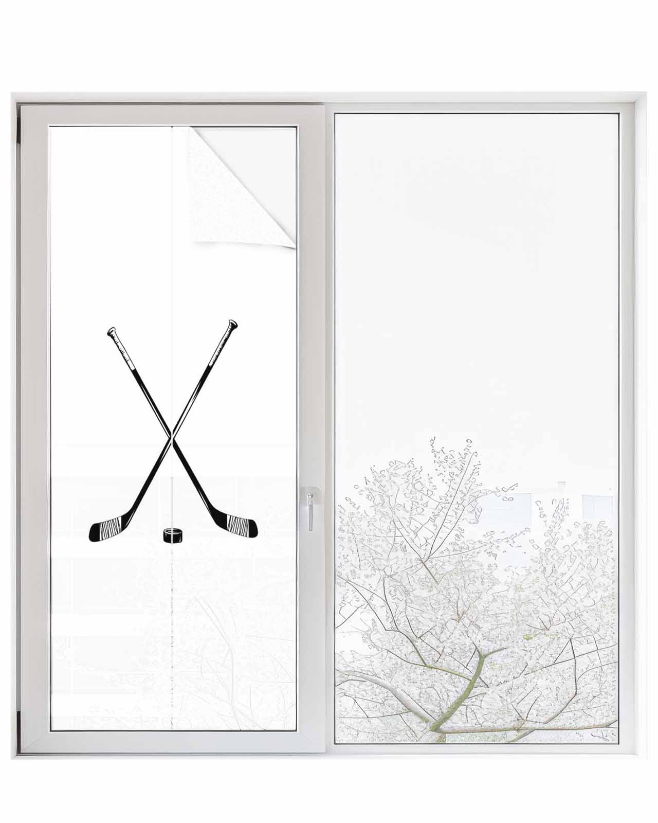 Window Privacy Film Ice Hockey Stained Glass Window Film Decorative Sun ...