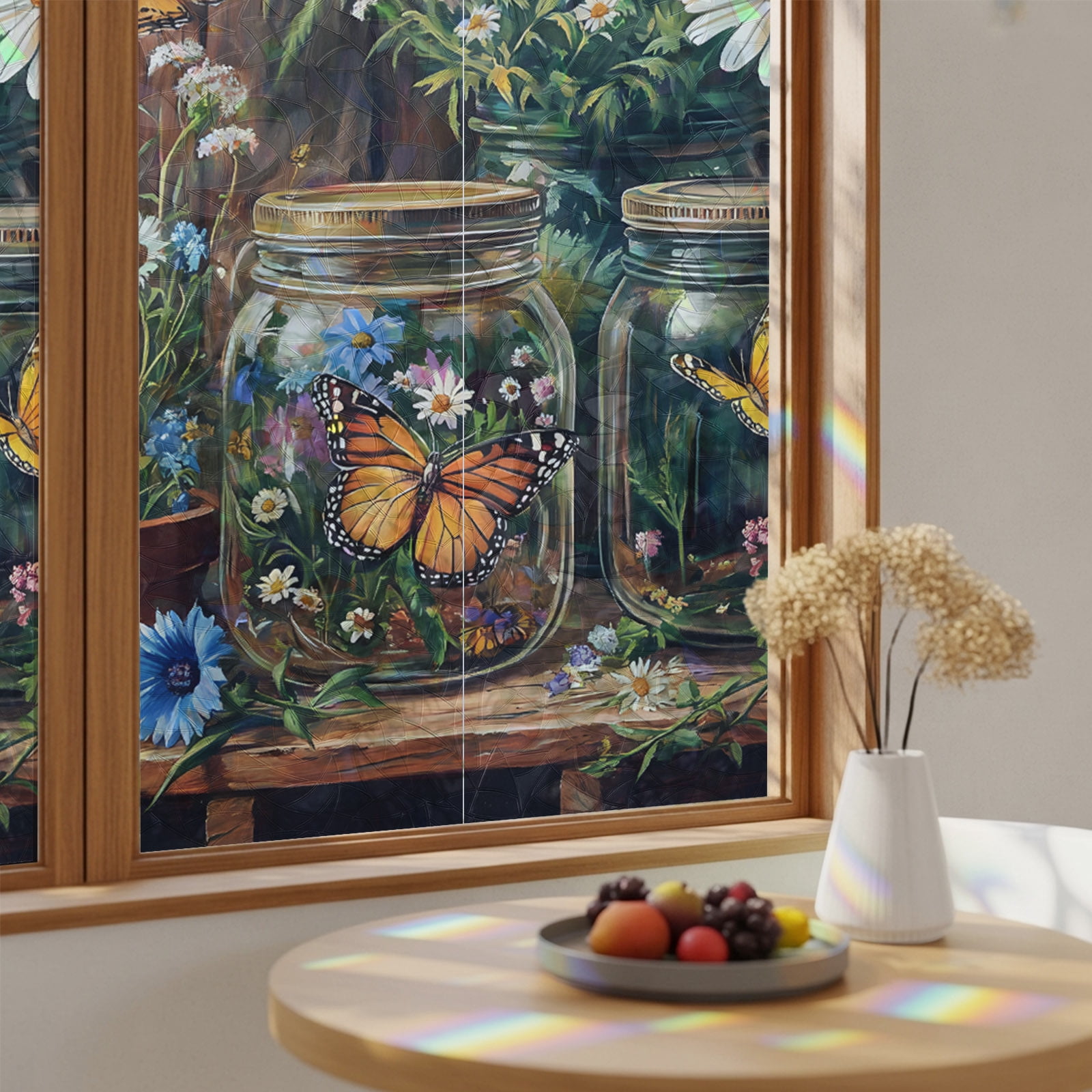 Window Privacy Film, Independence Day Stained Glass Rainbow Film ...