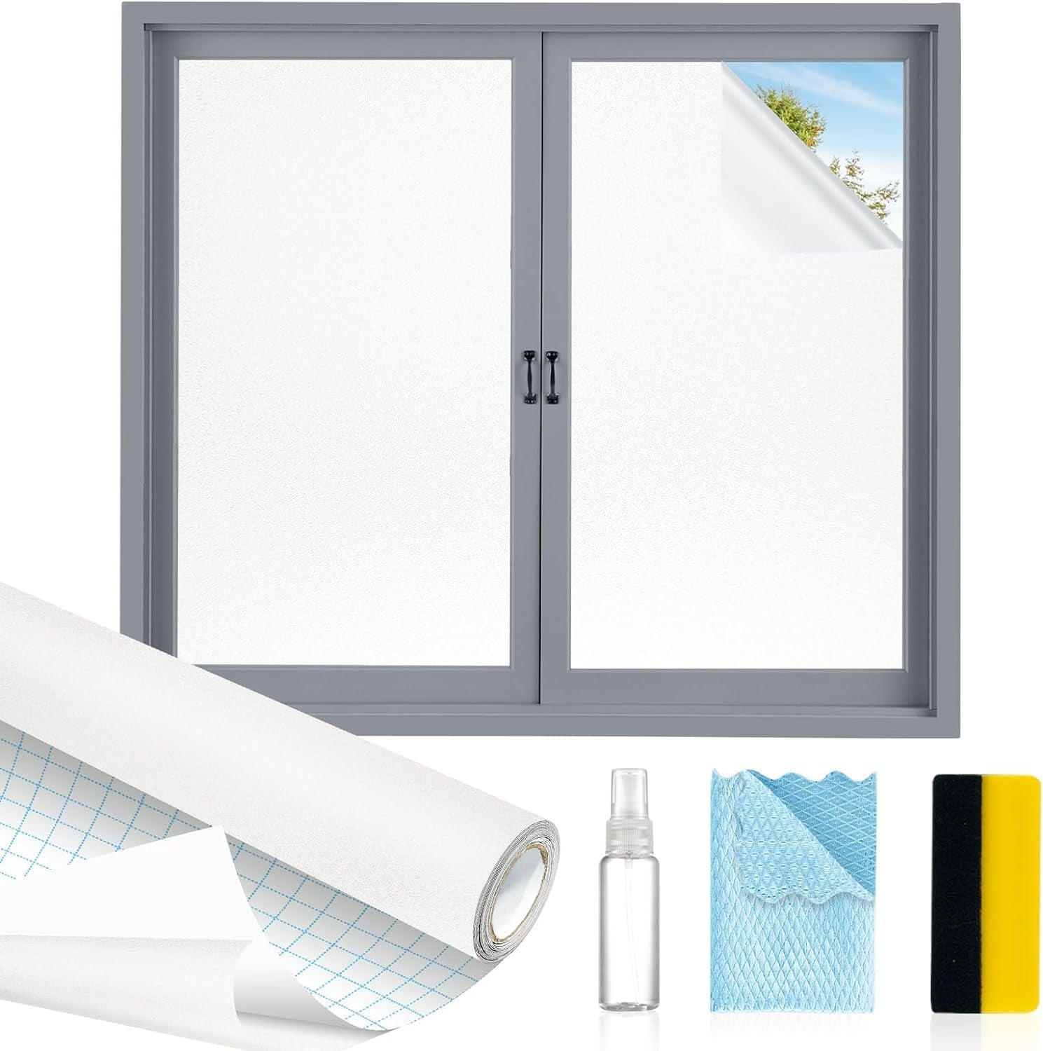 Window Privacy Film with Installation Tools, Frosted Glass Window Film ...