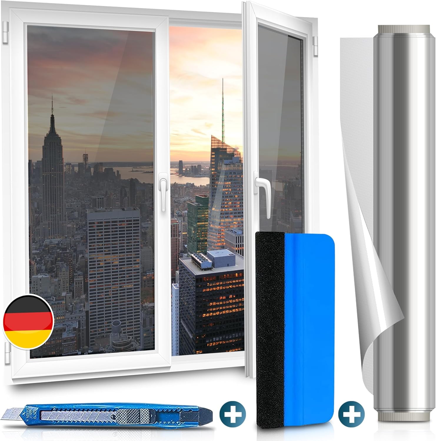 | Window Privacy Film with Installation Tools | Silver One Way Mirror ...