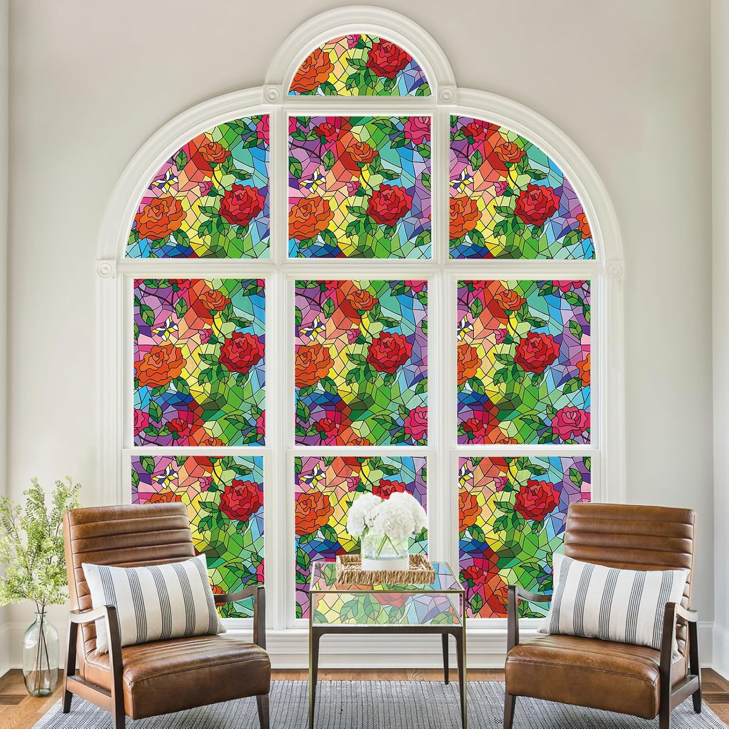 Window Privacy Film with Installation Tools, Static Cling Rose Window ...