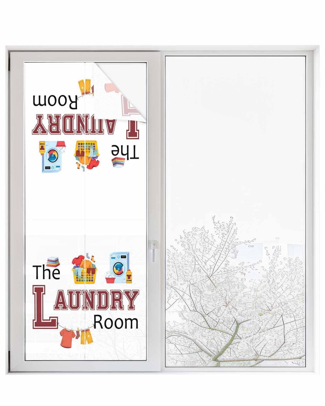 Window Privacy Film Laundry Room Stained Glass Window Film Decorative ...