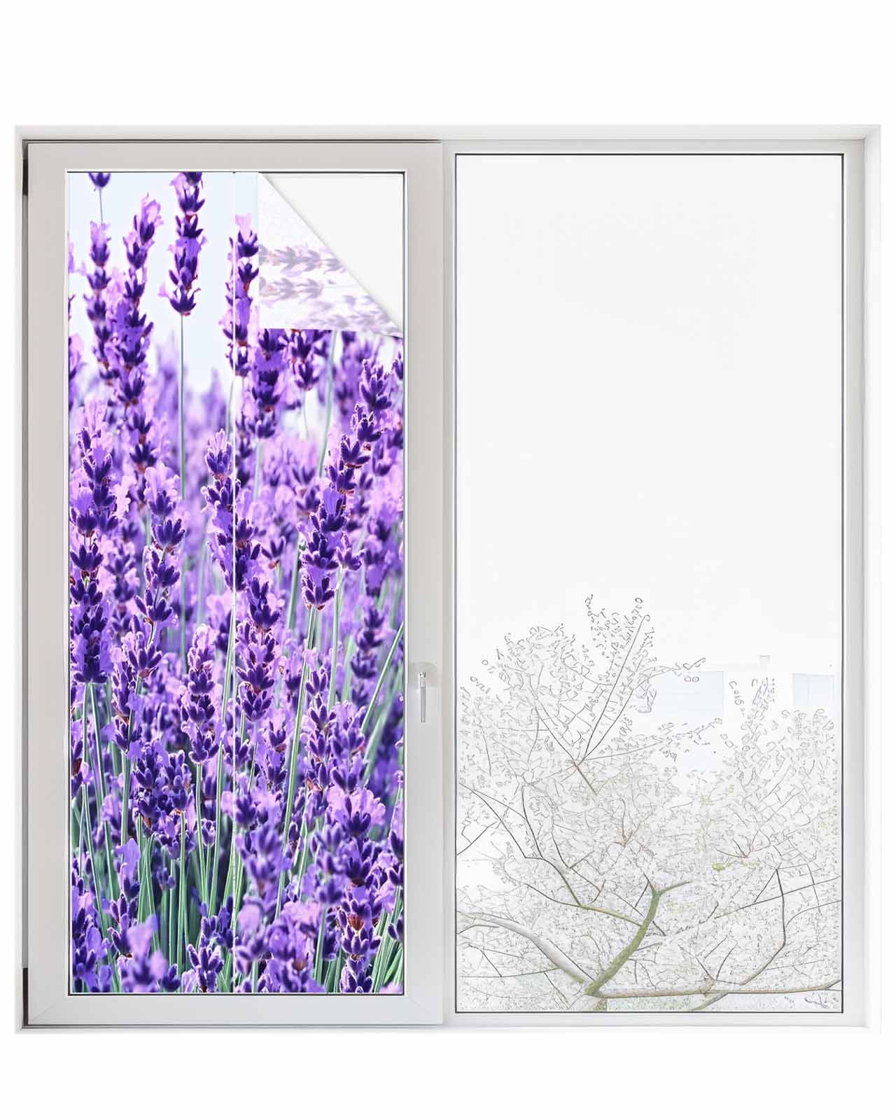Window Privacy Film Lavender Botanical Art Stained Glass Window Film ...