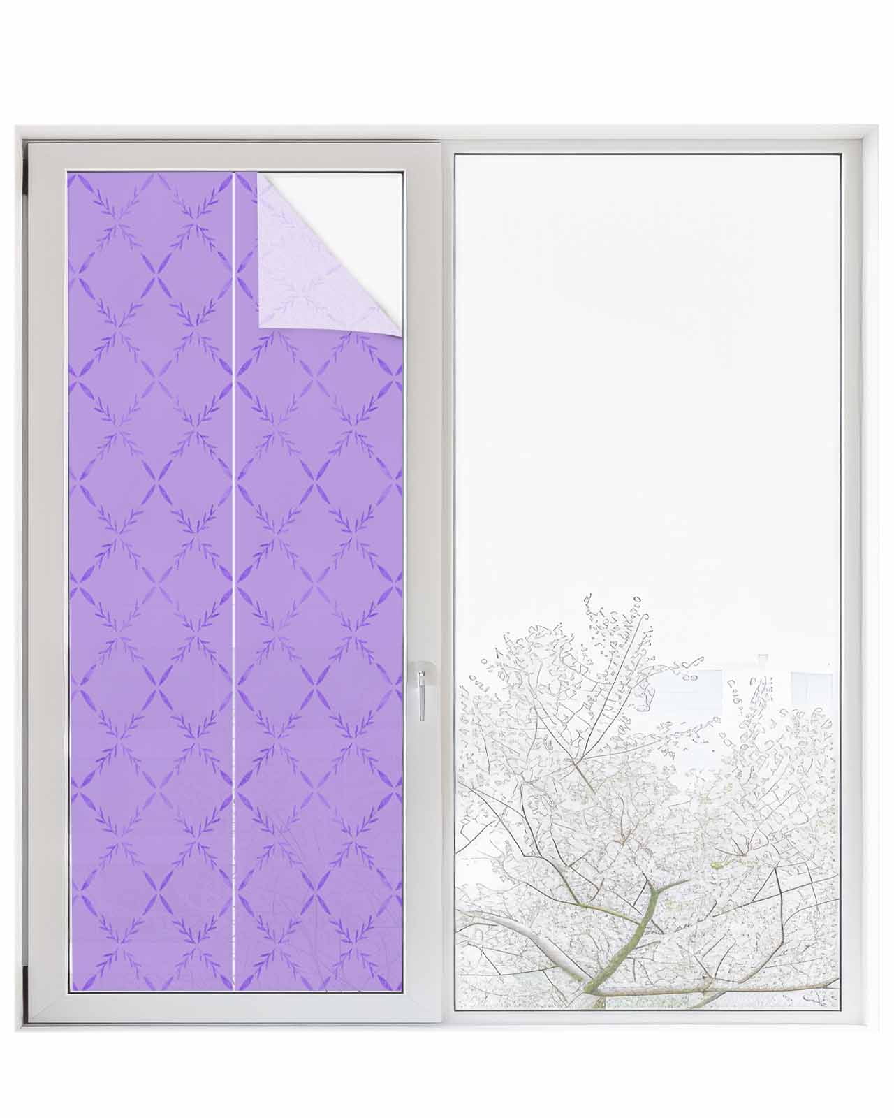Window Privacy Film, Lavender Purple Rhombus Plaid Sun Blocking Window ...