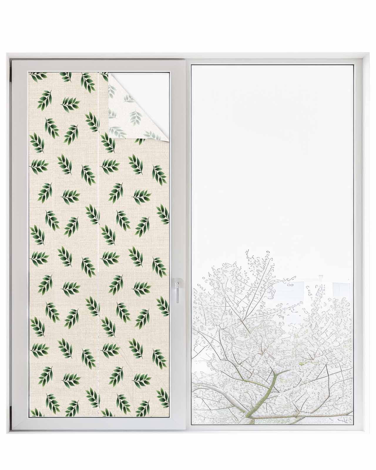Window Privacy Film Leaf Stained Glass Window Film Decorative Sun Block ...