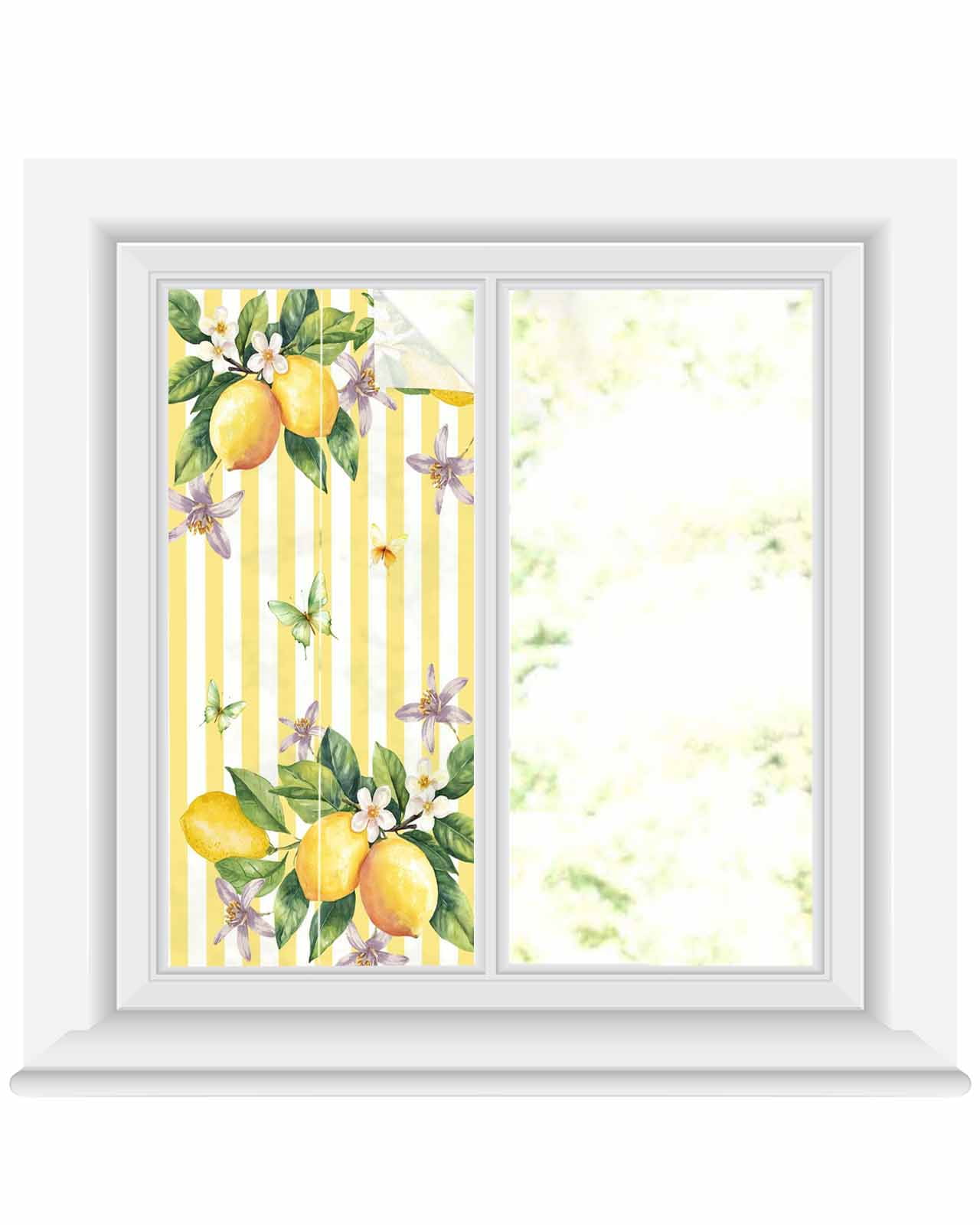 Window Privacy Film Lemon Flower Stained Glass Window Film Decorative ...