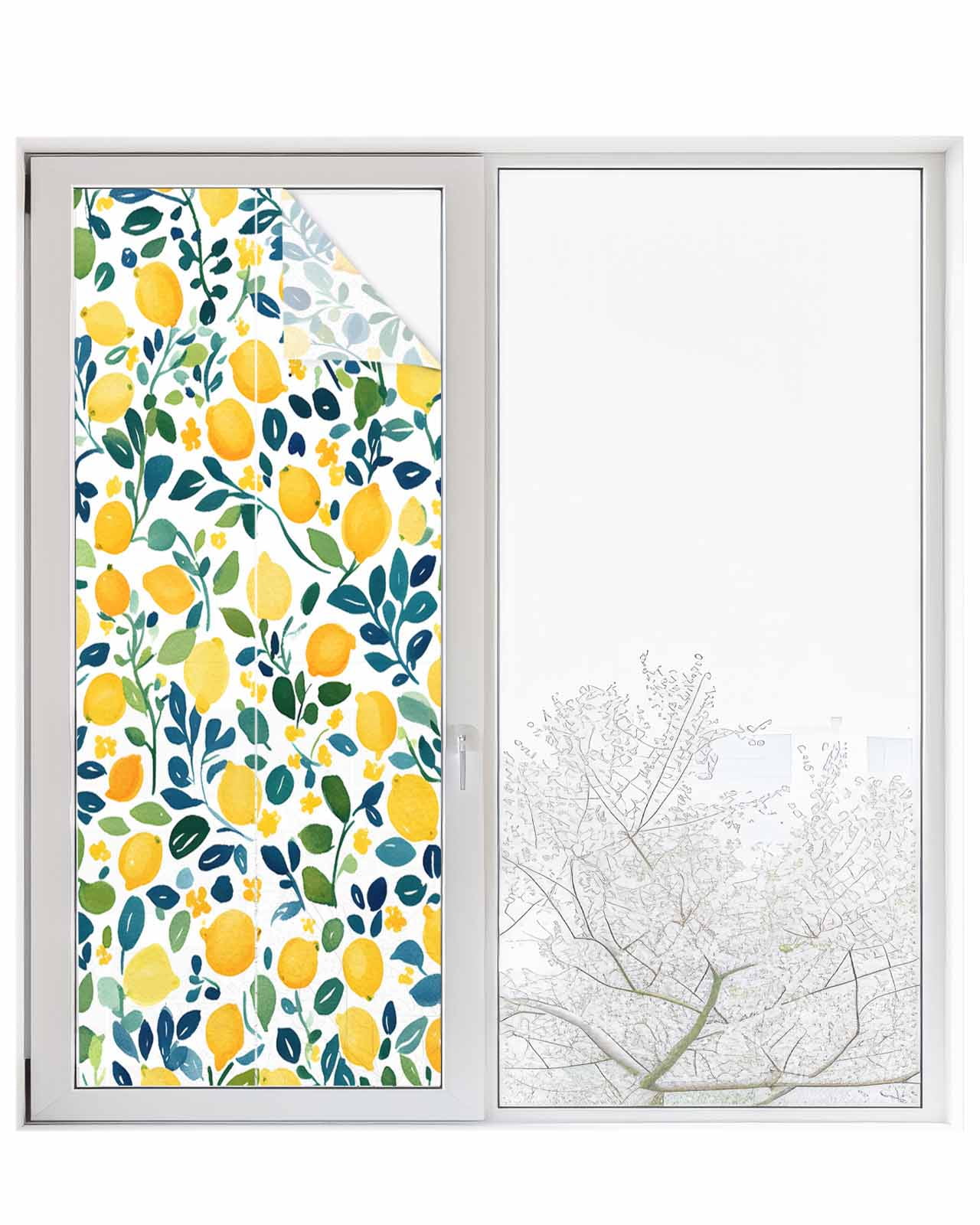 Window Privacy Film Lemon Stained Glass Window Film Decorative Sun ...