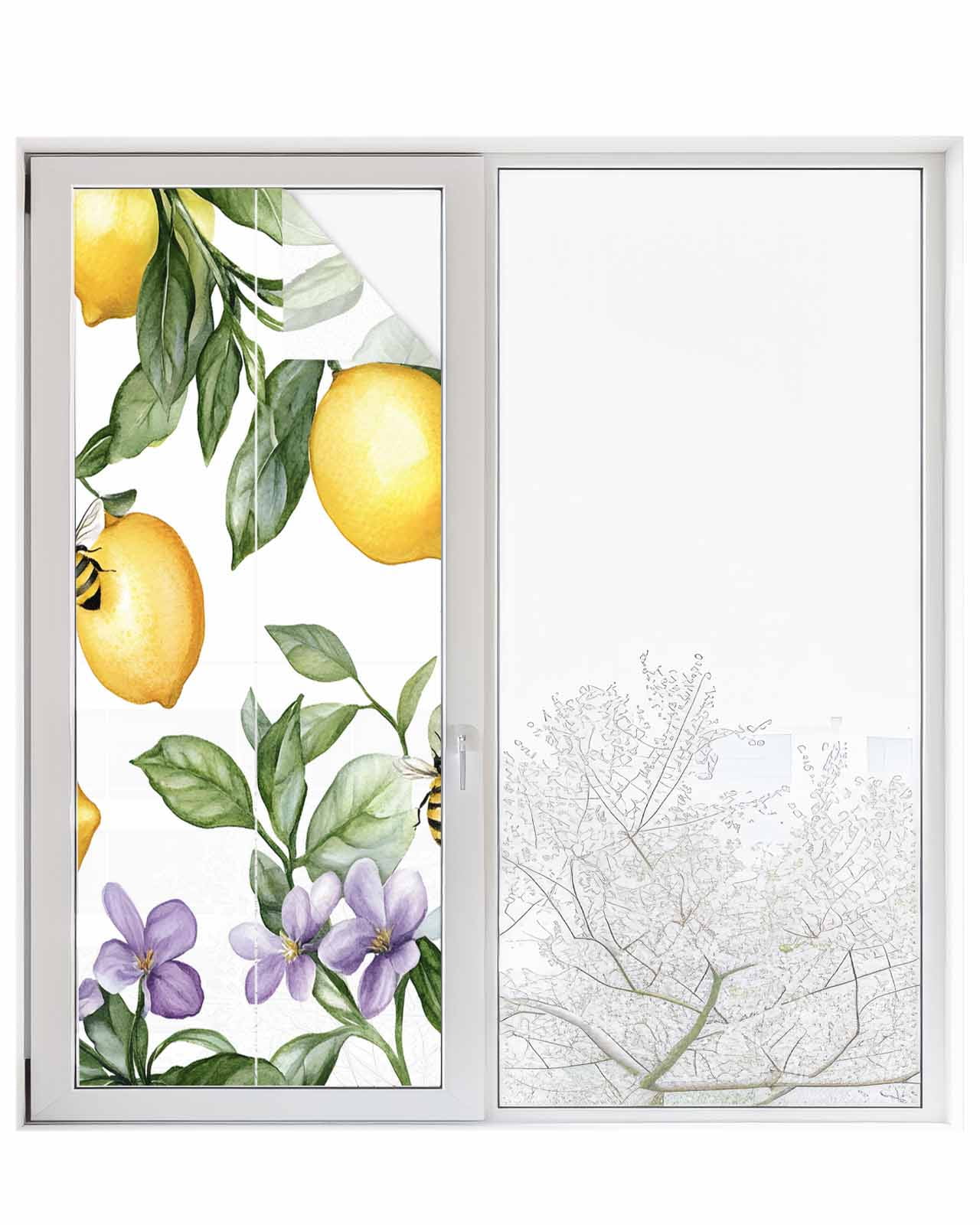 Window Privacy Film Lemon Stained Glass Window Film Decorative Sun ...