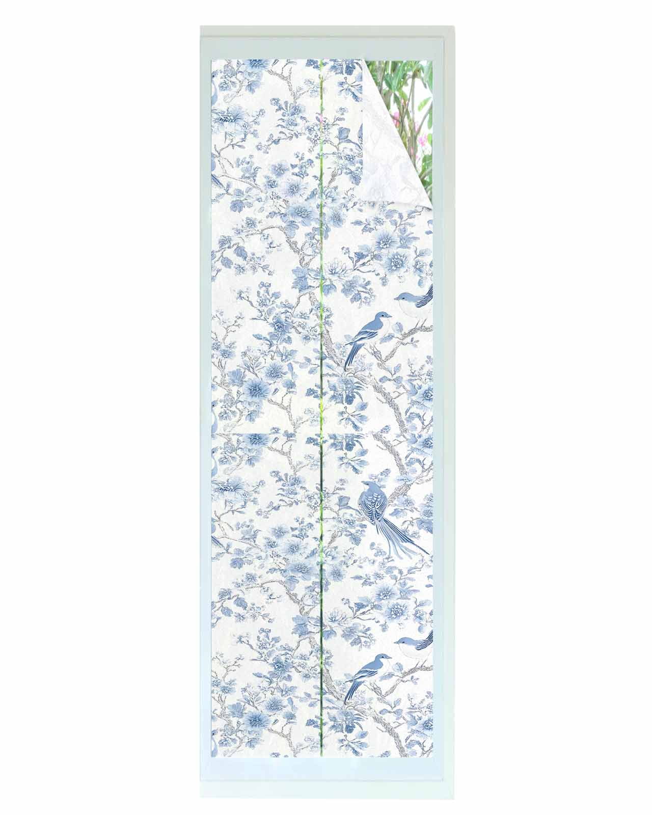 Window Privacy Film Light Blue Flowers Stained Glass Window Film ...