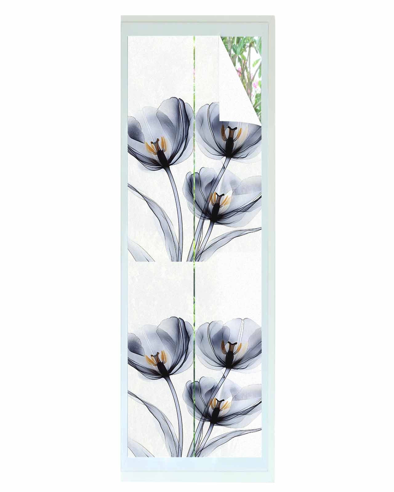 Window Privacy Film Light Grey Tulip Stained Glass Window Film ...