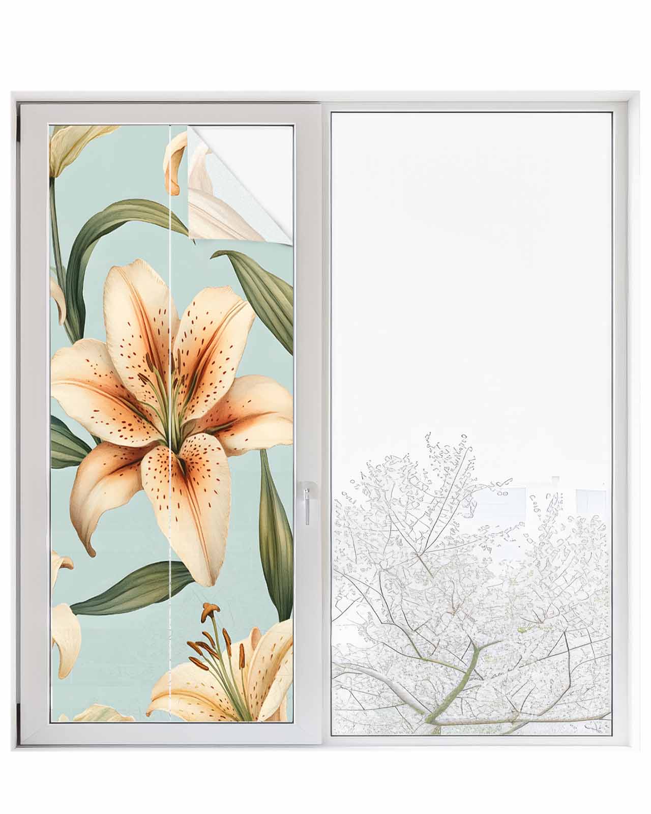 Window Privacy Film Lily Floral Stained Glass Window Film Decorative ...