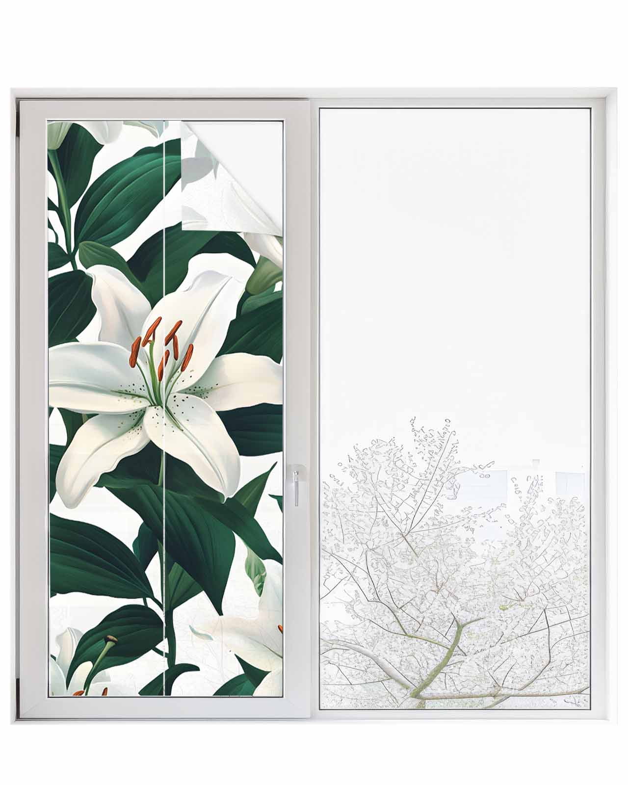 Window Privacy Film Lily Flower Stained Glass Window Film Decorative ...