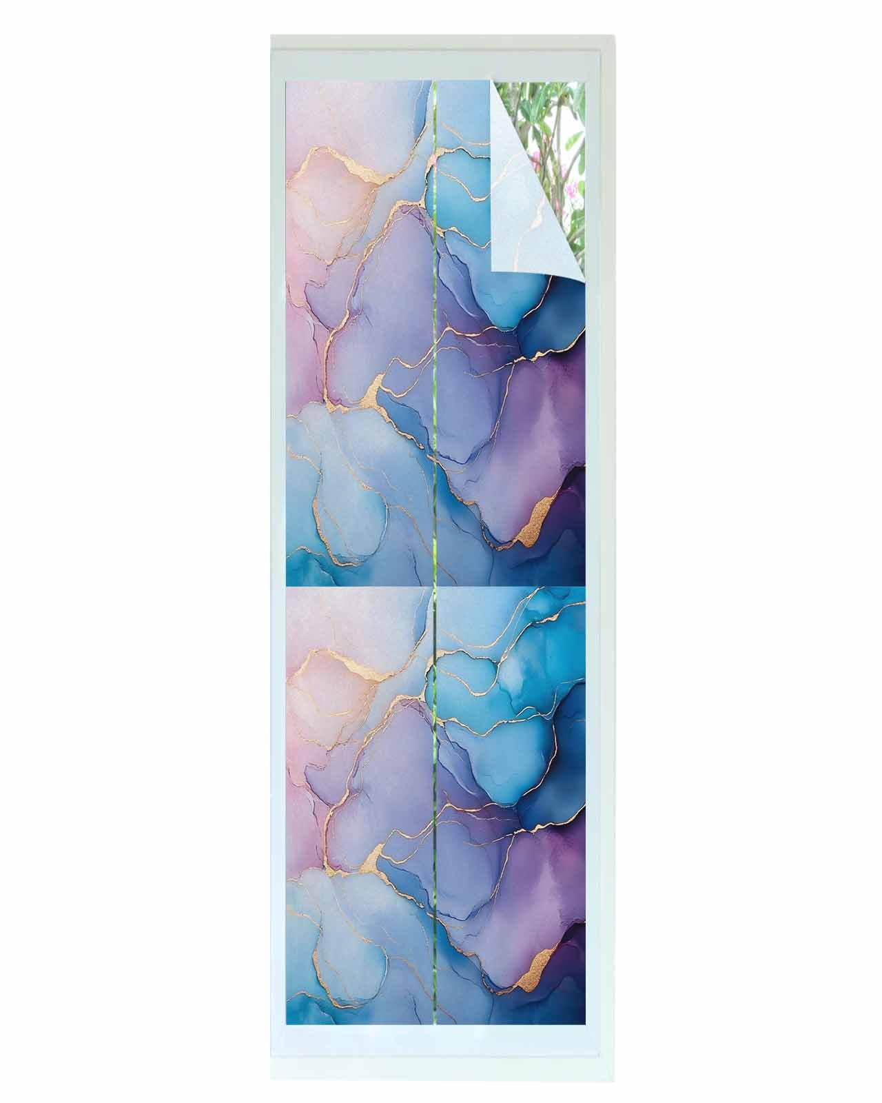 Window Privacy Film Marble Blue Purple Stained Glass Window Film ...