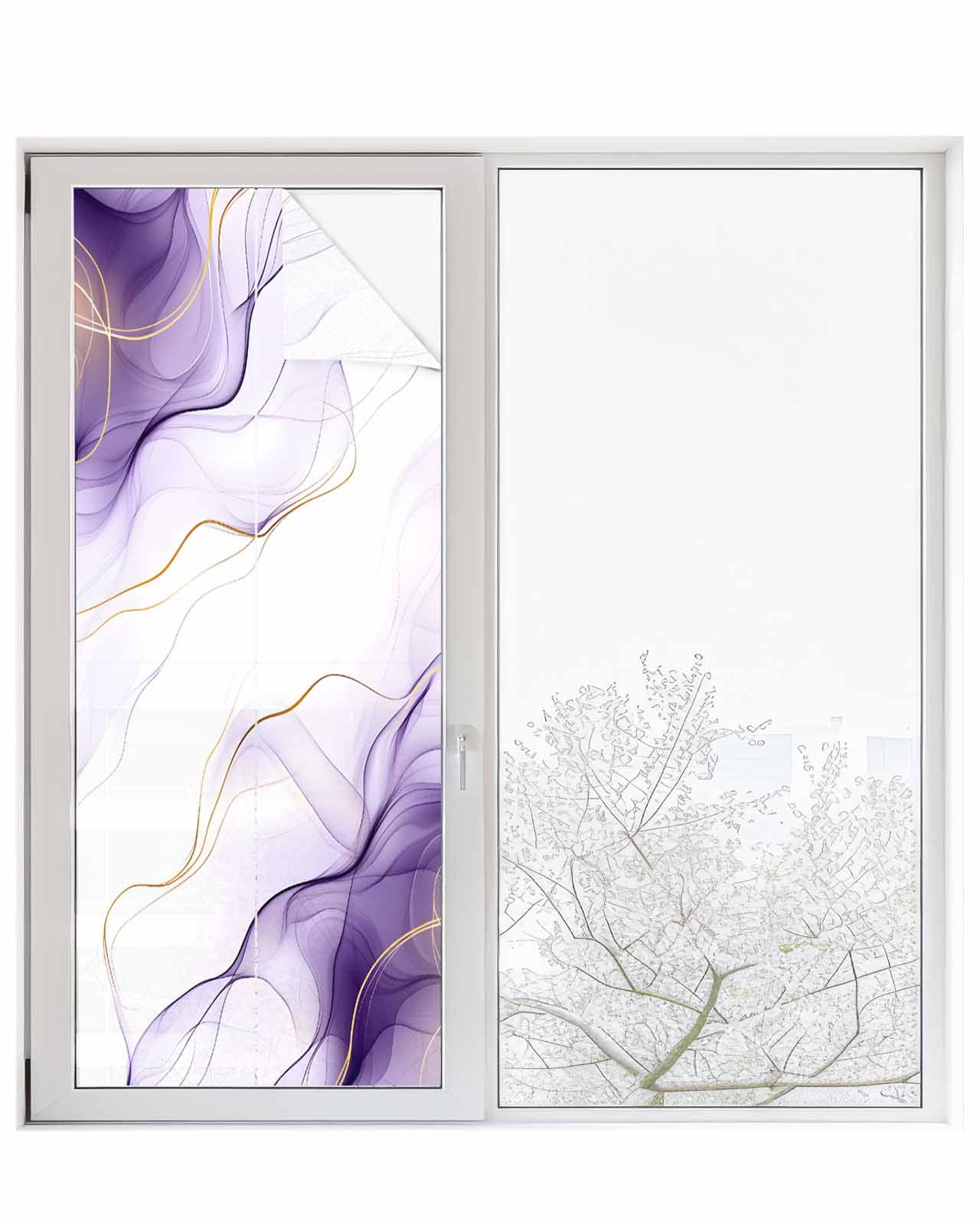 Window Privacy Film Marble Purple Stained Glass Window Film Decorative ...