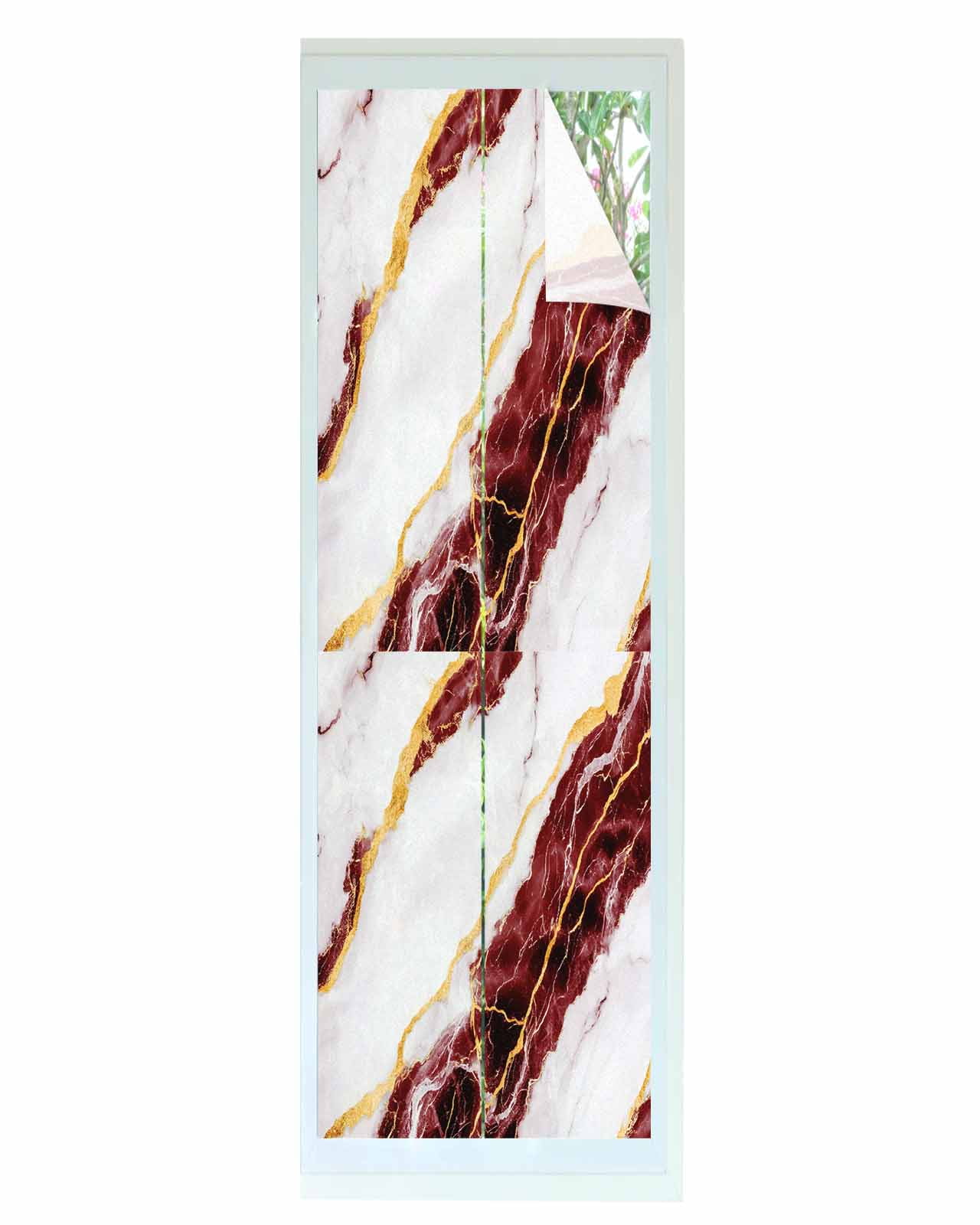 Window Privacy Film Marble Red Stained Glass Window Film Decorative Sun ...