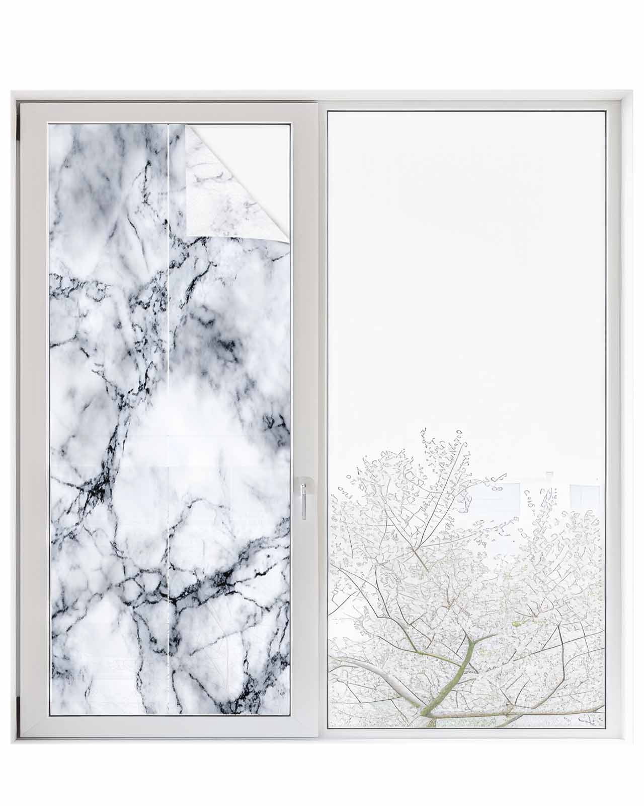 Window Privacy Film Marble Stained Glass Window Film Decorative Sun ...